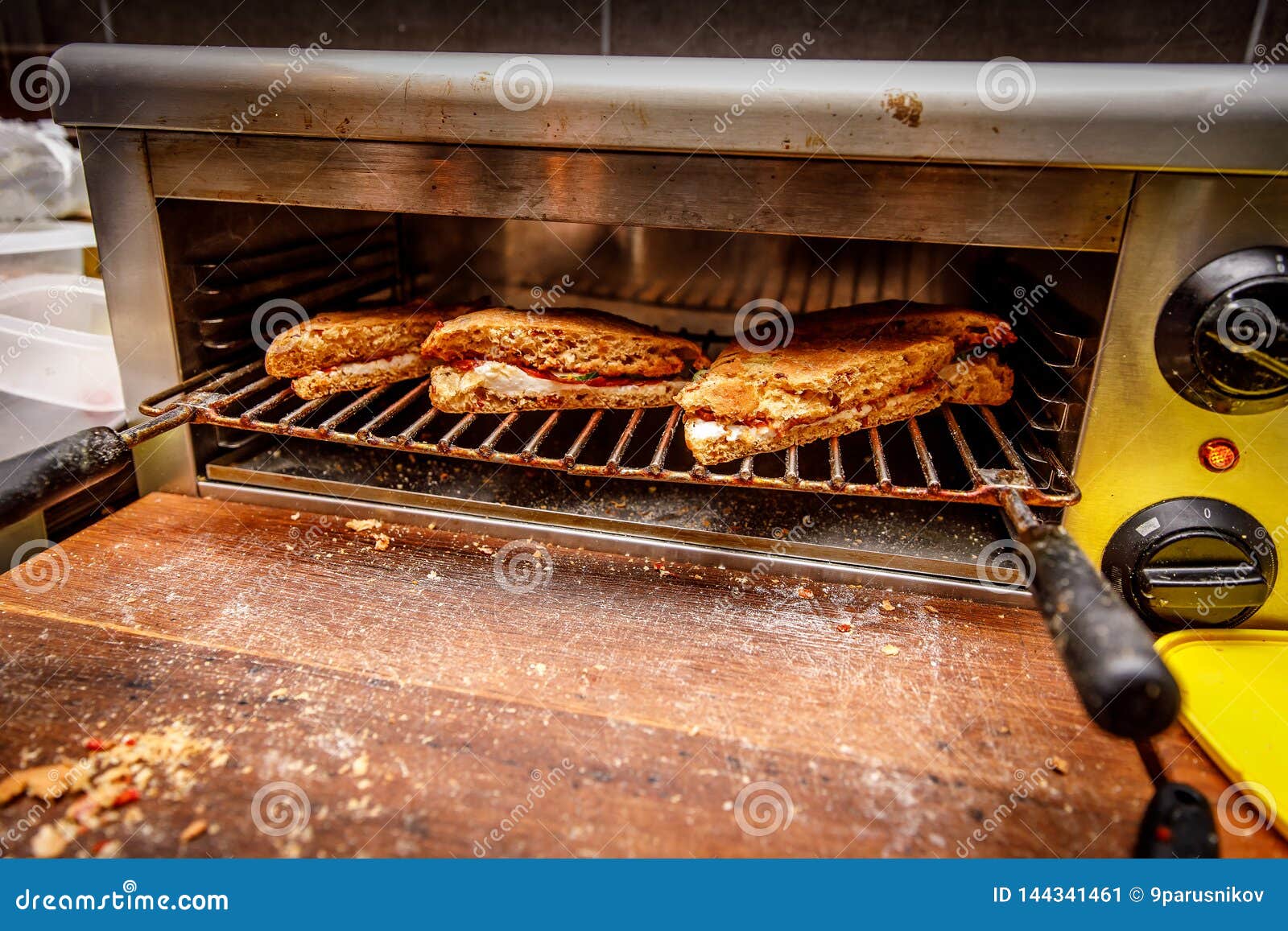 Three Toasts with Filling for Snacks Cooked in the Oven. Stock Image ...