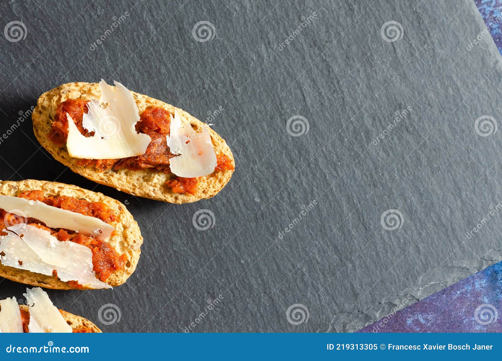 Three Toasts with Sobrasada and Cheese Stock Image - Image of mallorca ...