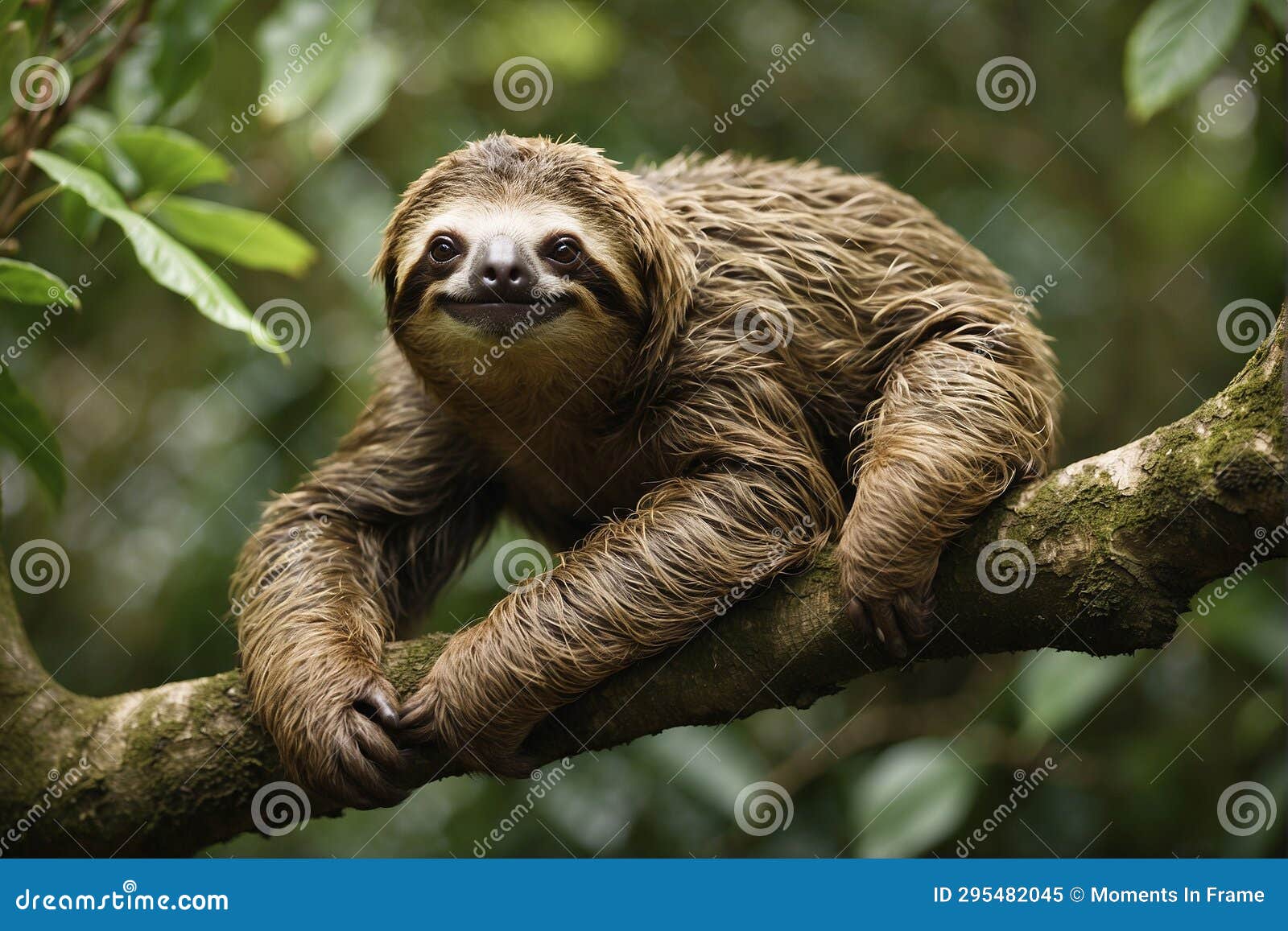 The Three Toed Sloth is Climbing on a Tree Stock Illustration ...