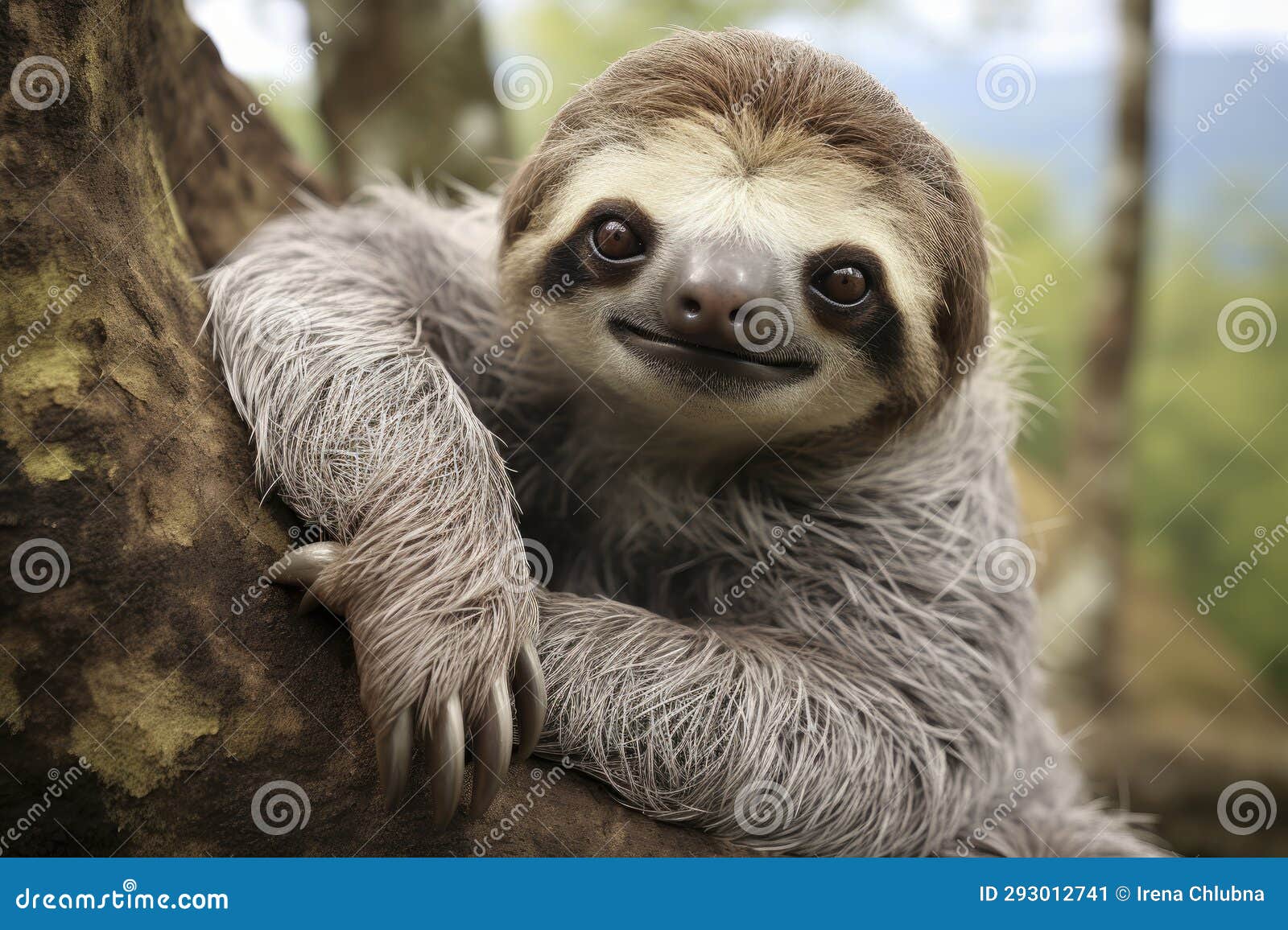 Three Toed Sloth in Tree in Rainforest Stock Illustration ...