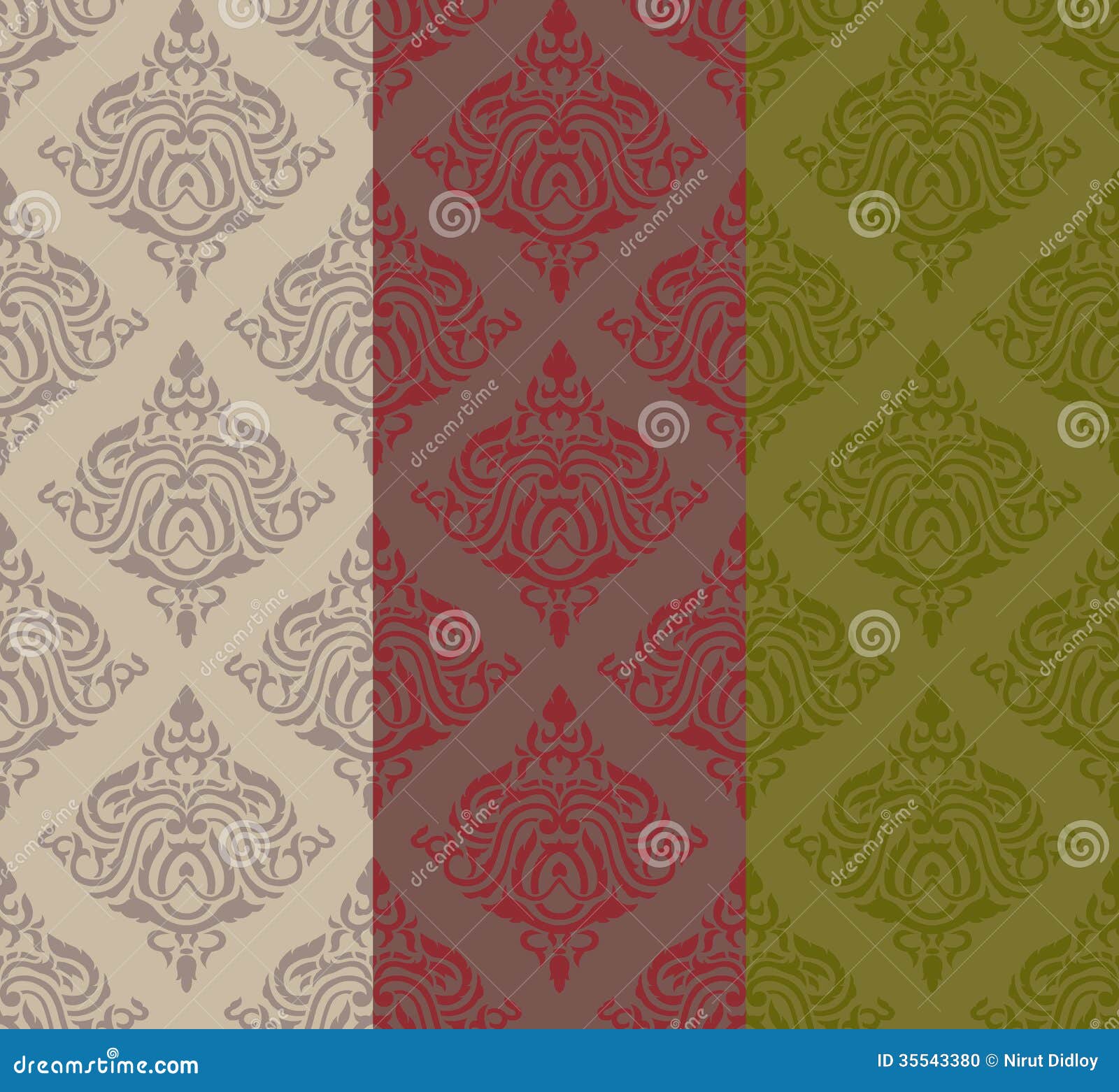 Three tone classic pattern stock vector. Illustration of baroque - 35543380