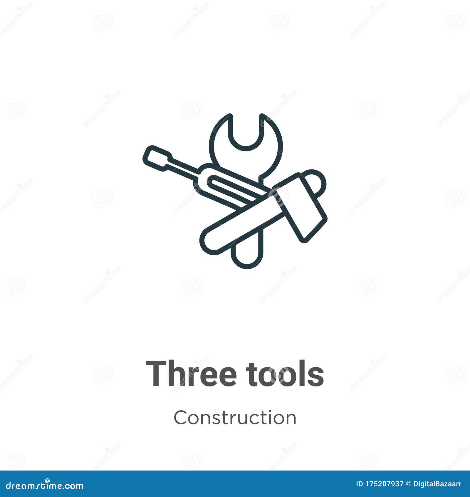 Three Tools Vector Icon On White Background. Flat Vector Three Tools ...