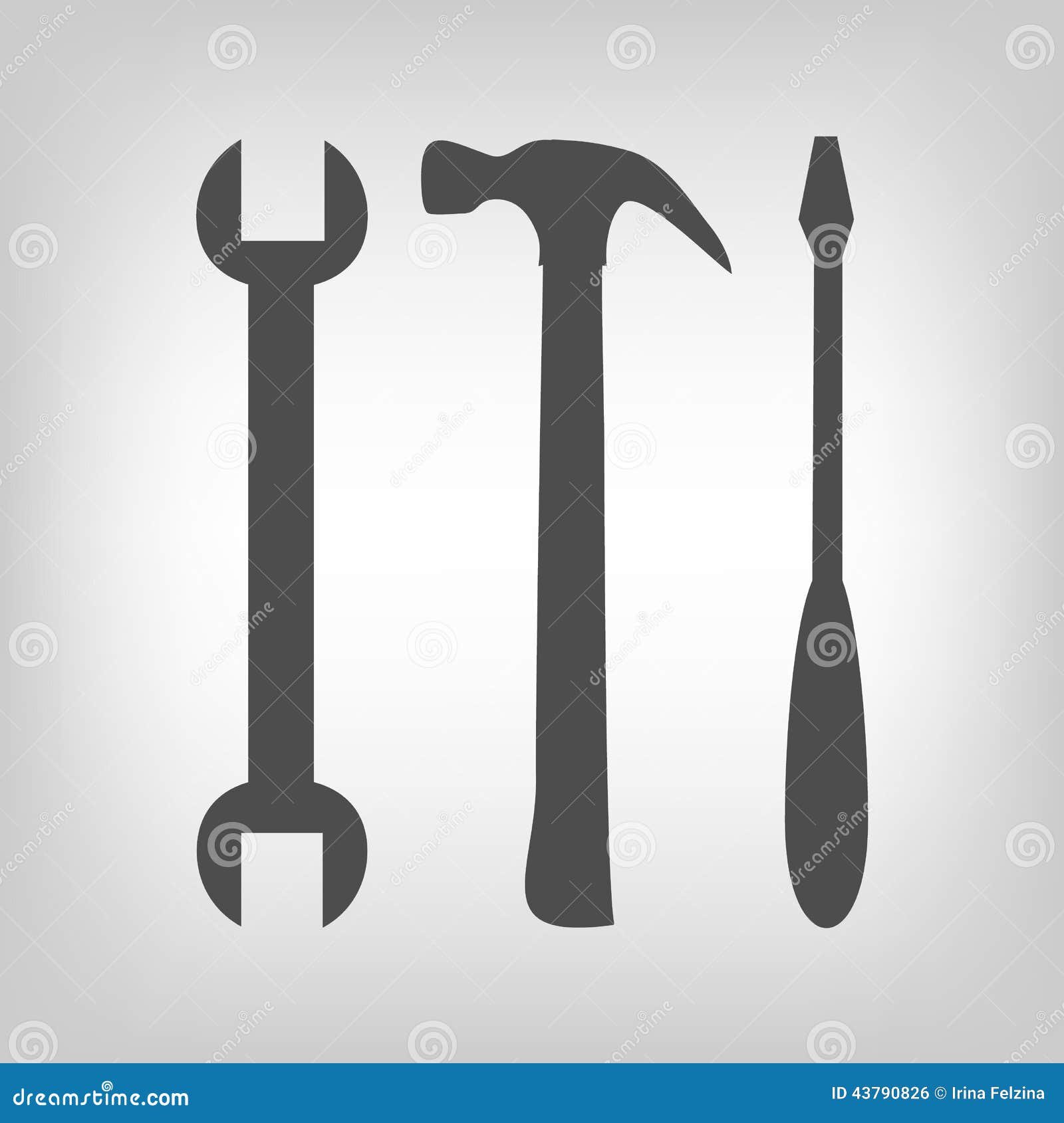 Three tools set stock vector. Illustration of grey, instrument - 43790826