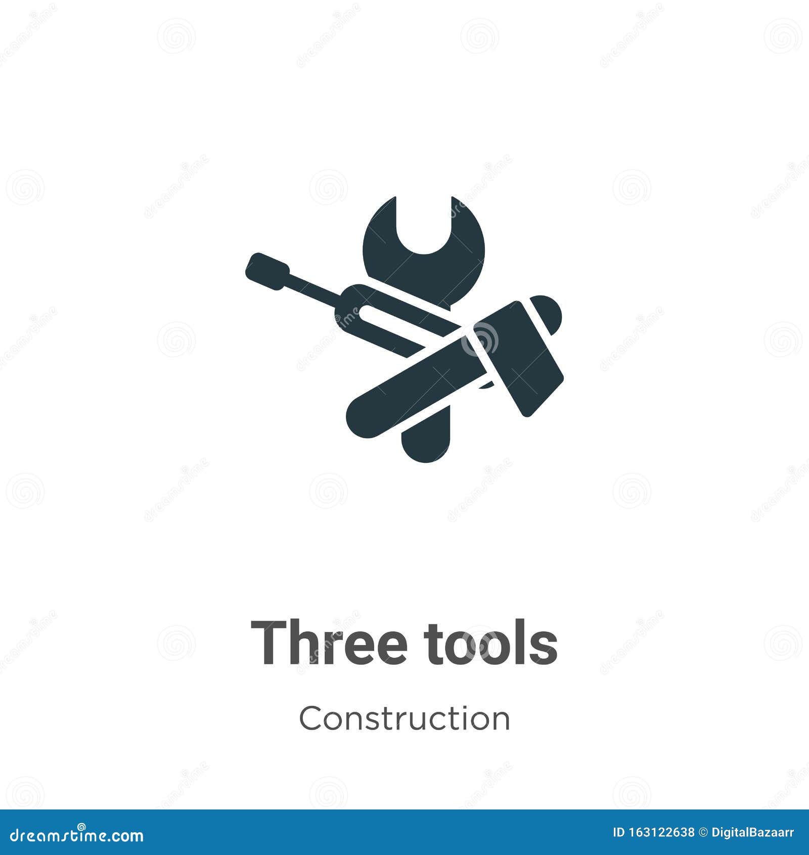 Three Tools Vector Icon on White Background. Flat Vector Three Tools ...