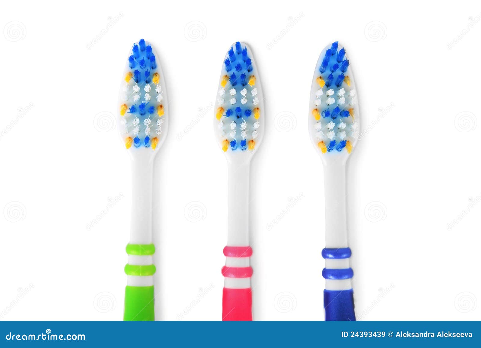 Three Toothbrushes Isolated Stock Image - Image of green, bathroom ...