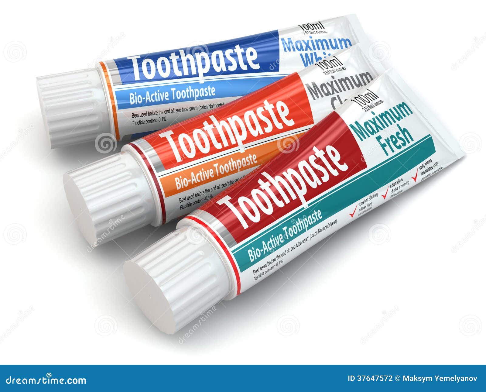 Three Toothpaste Containers. 3d Stock Illustration - Illustration of ...