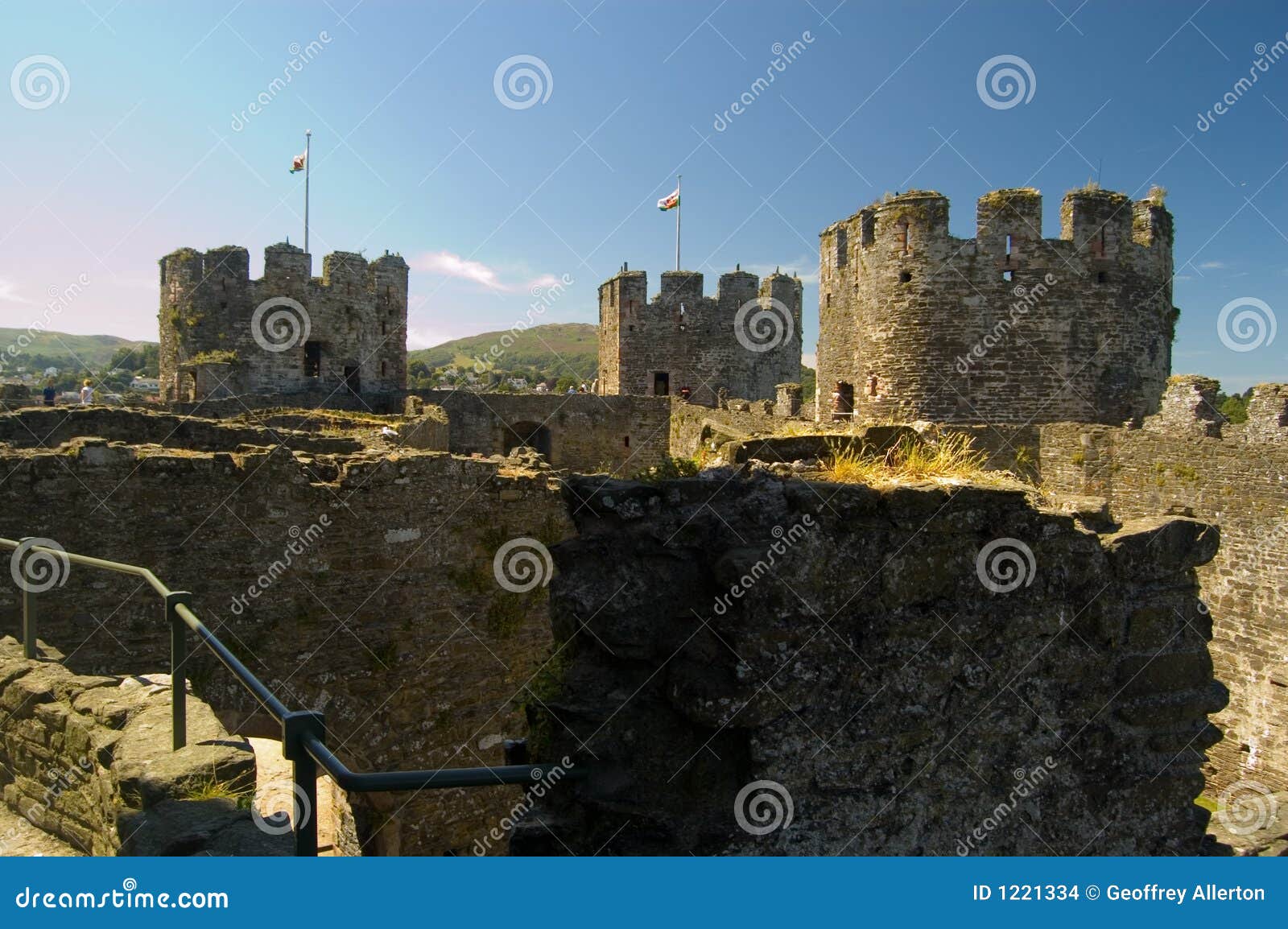 The Three Towers of the Castle Stock Photo - Image of conway, stone ...
