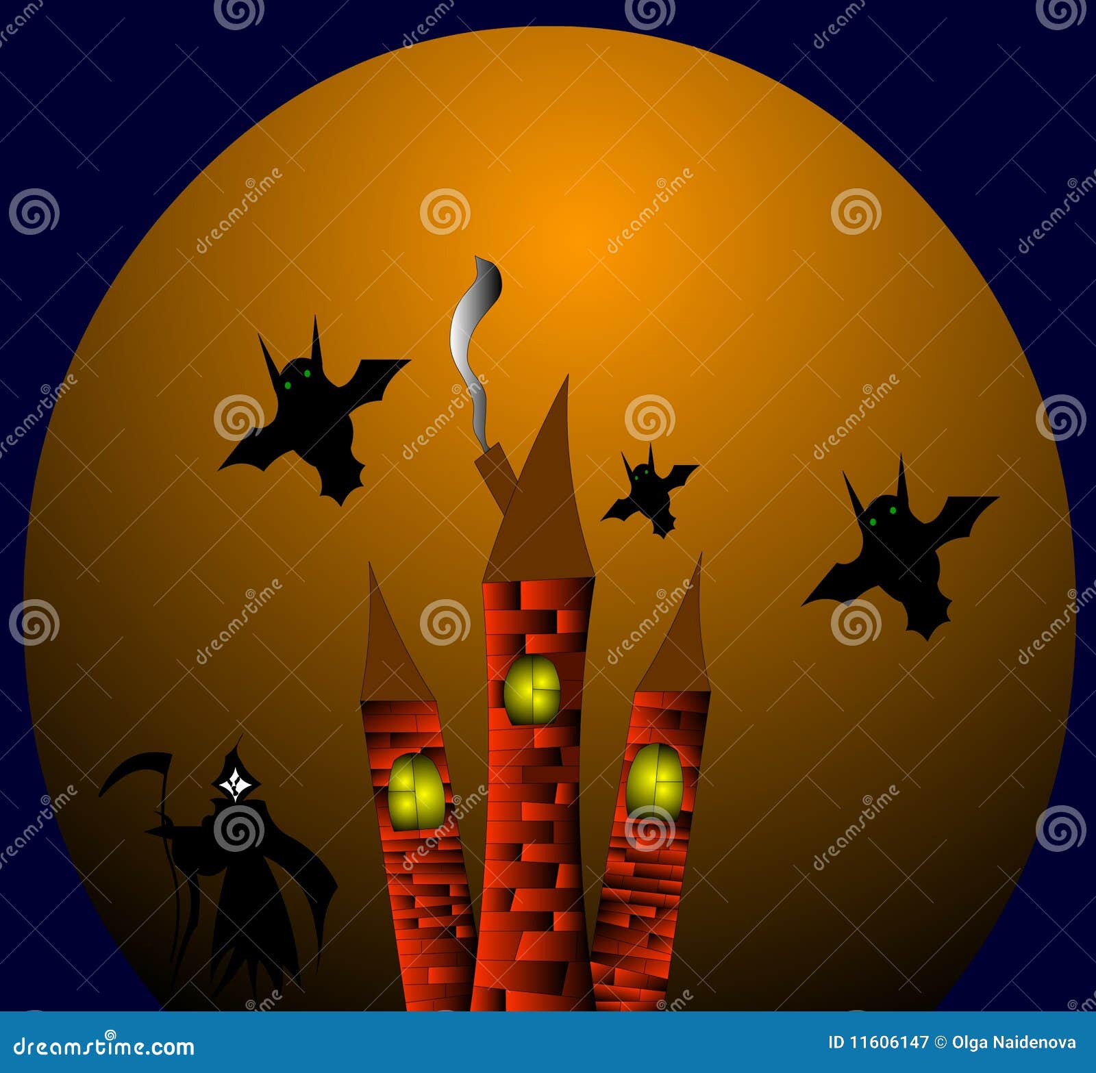 Three Towers Spirit on Halloween. Stock Illustration - Illustration of ...
