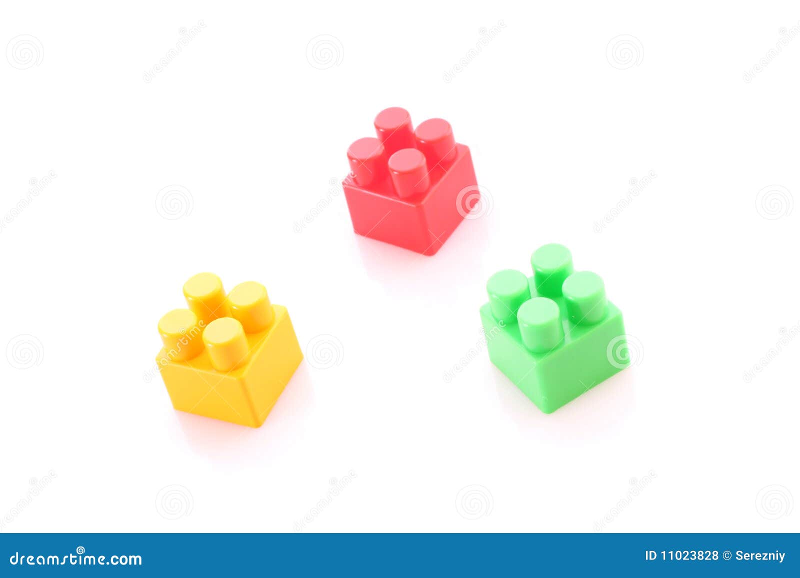 Three Toy Building Bricks Isolated Stock Photo - Image of construction ...