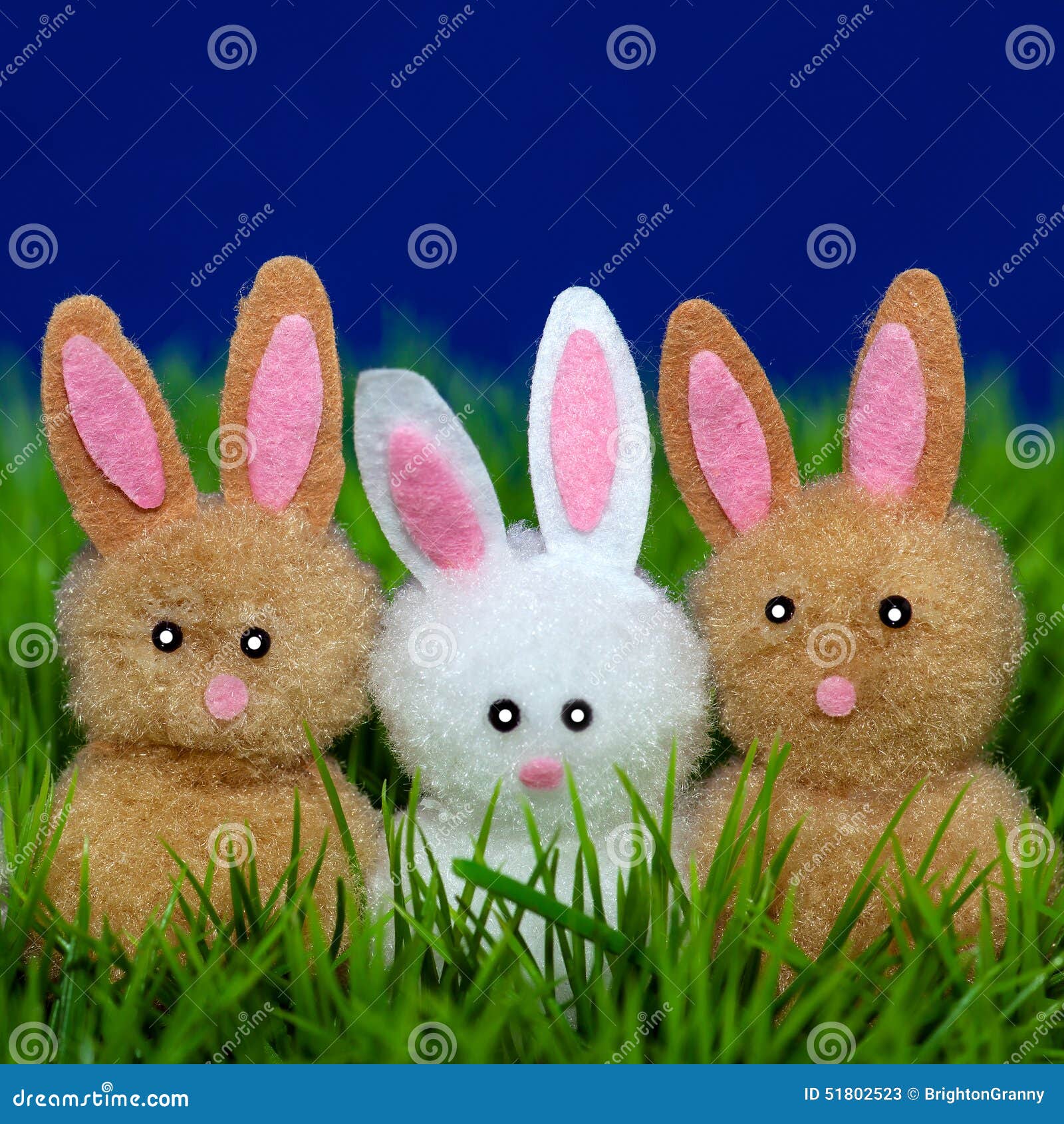 Three toy Easter bunnies stock image. Image of celebration - 51802523