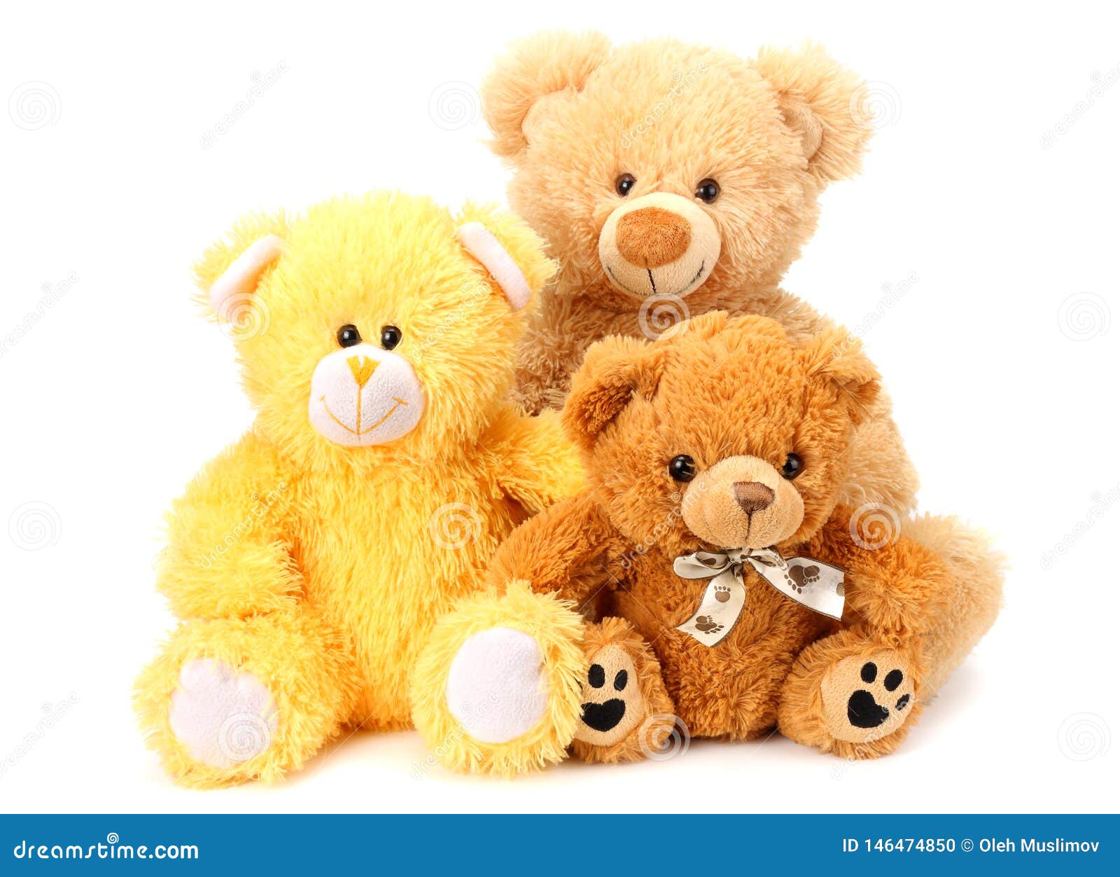 Three Toy Teddy Bears Isolated on White Background Stock Photo - Image ...