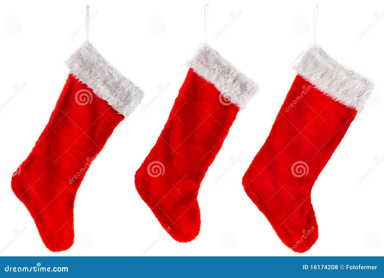 Three Traditional Red Christmas Stocking Stock Photo - Image of magic ...