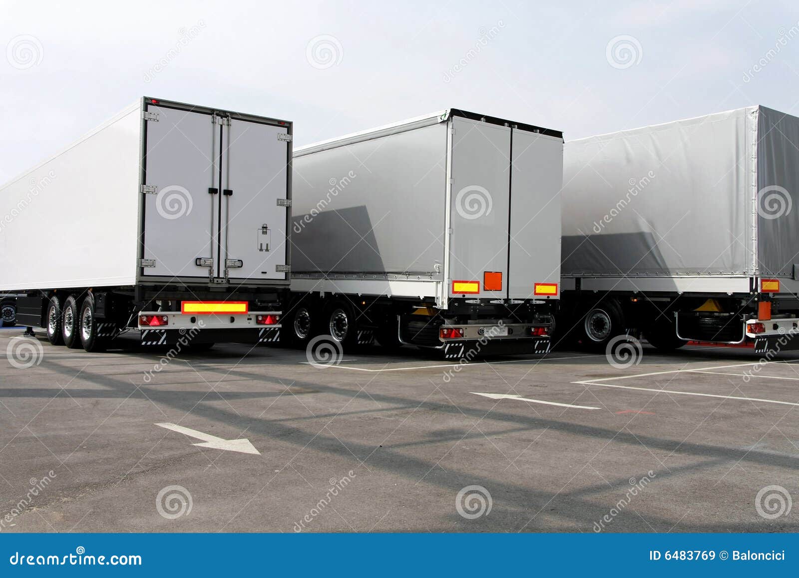 Three trailers stock image. Image of lorry, cargo, carry - 6483769