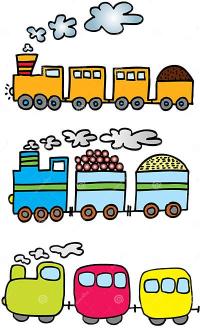 Three trains stock vector. Illustration of three, waggon - 9980953