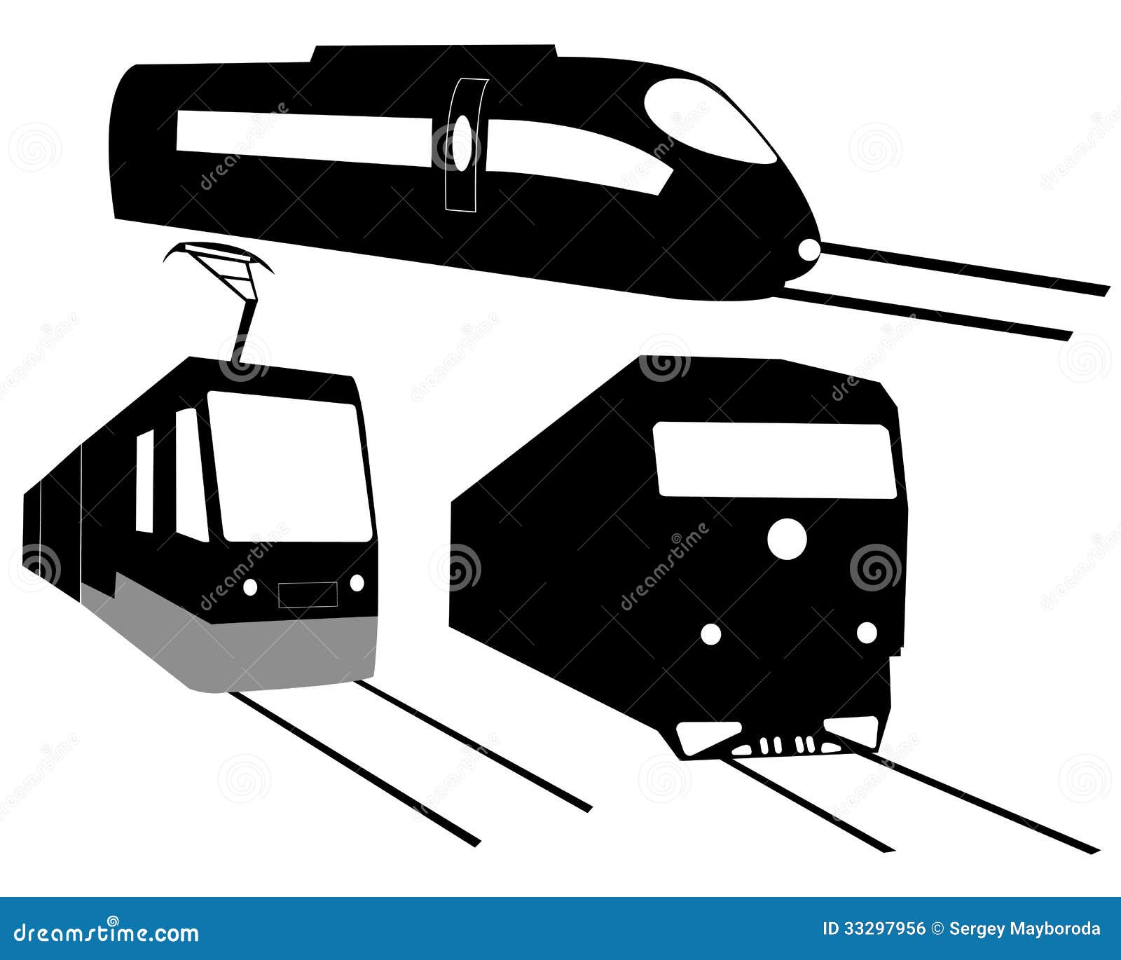 Three trains stock vector. Illustration of traffic, railway - 33297956