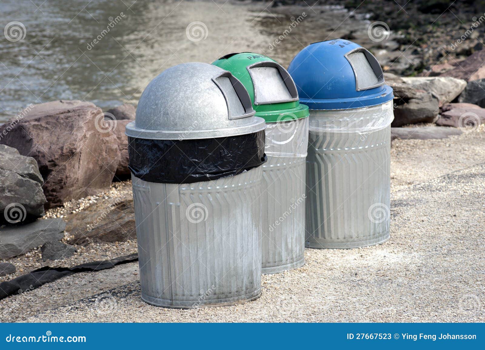 Three Trash Bins To Place The Trashes By Categories, Friendly ...