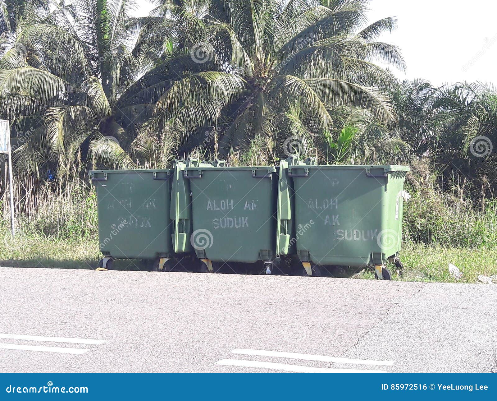 Three trashcans stock photo. Image of clean, trash, rubbish - 85972516
