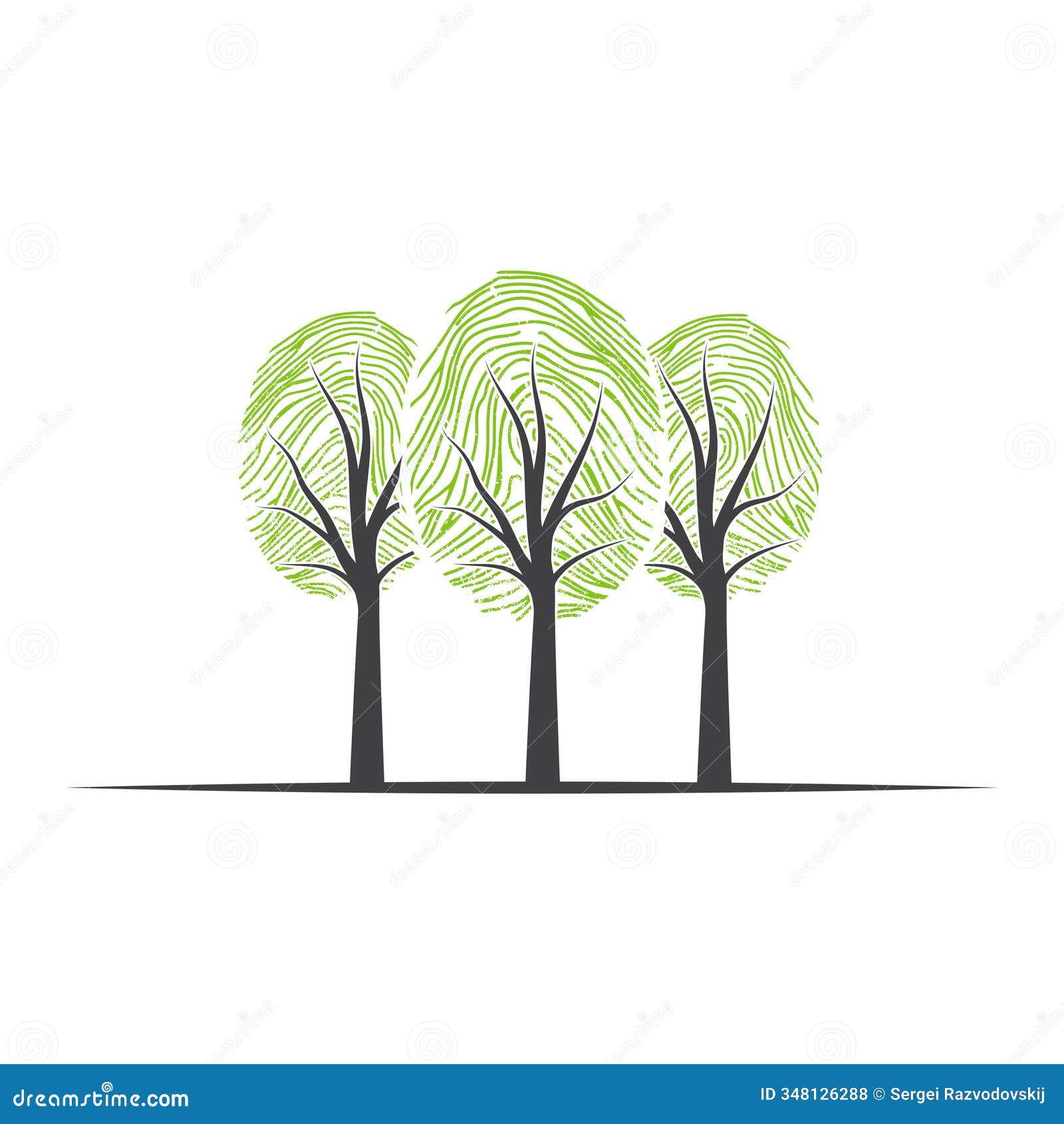 Three Trees with Crowns in the Shape of a Fingerprint Stock ...