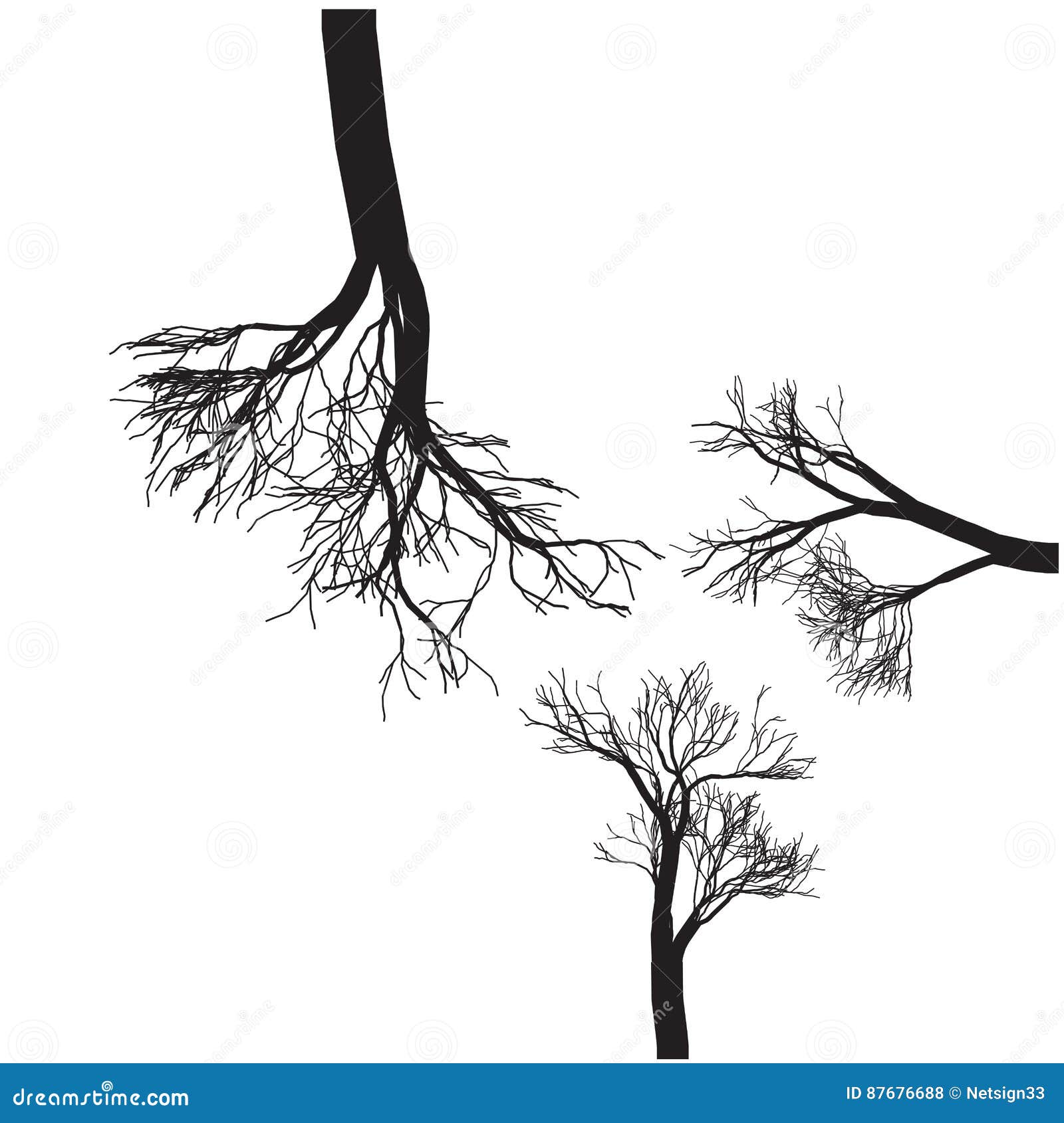 Three Trees Lower Perspective Stock Vector - Illustration of lines ...