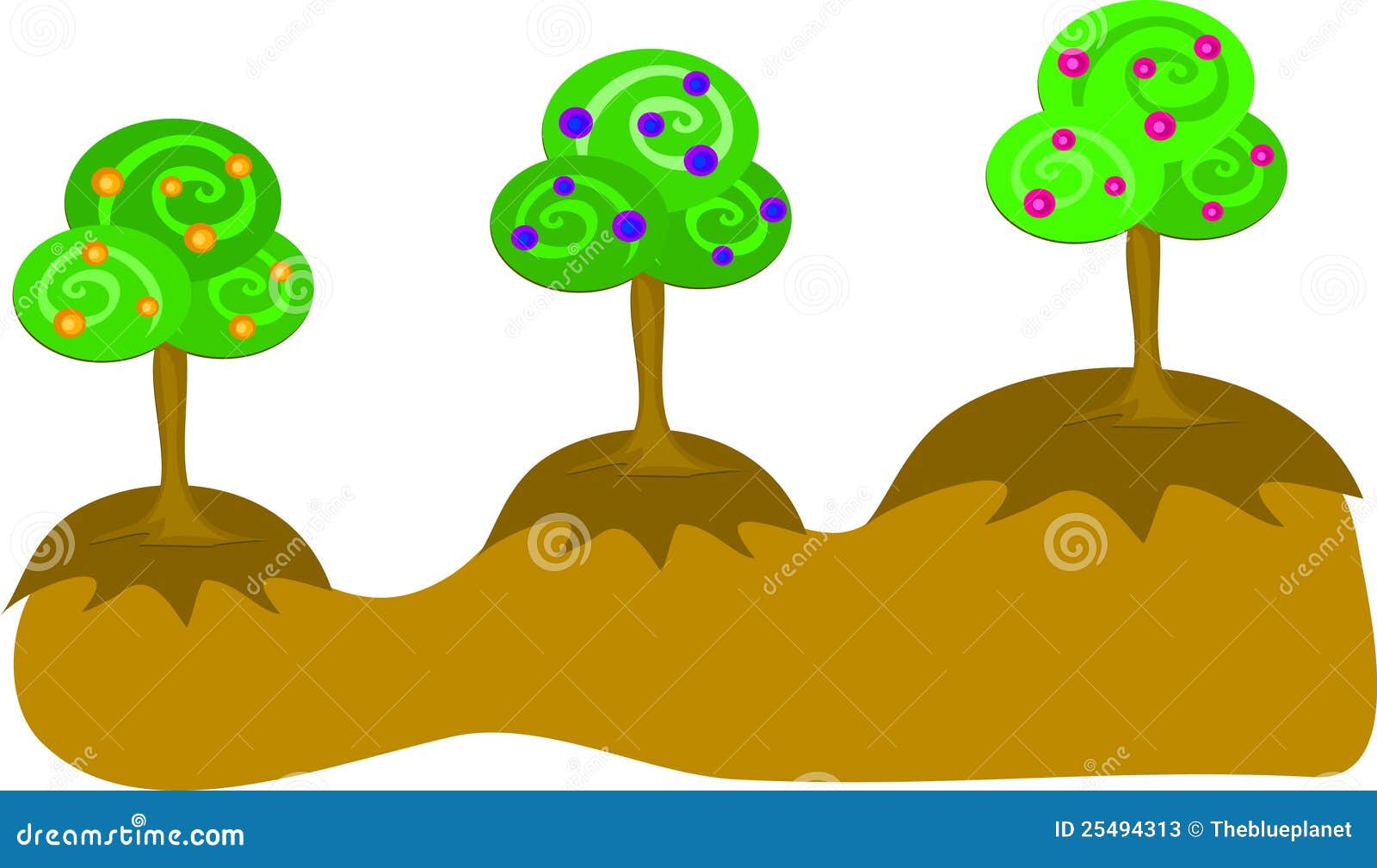 Three Trees on Mounds stock vector. Illustration of mound - 25494313