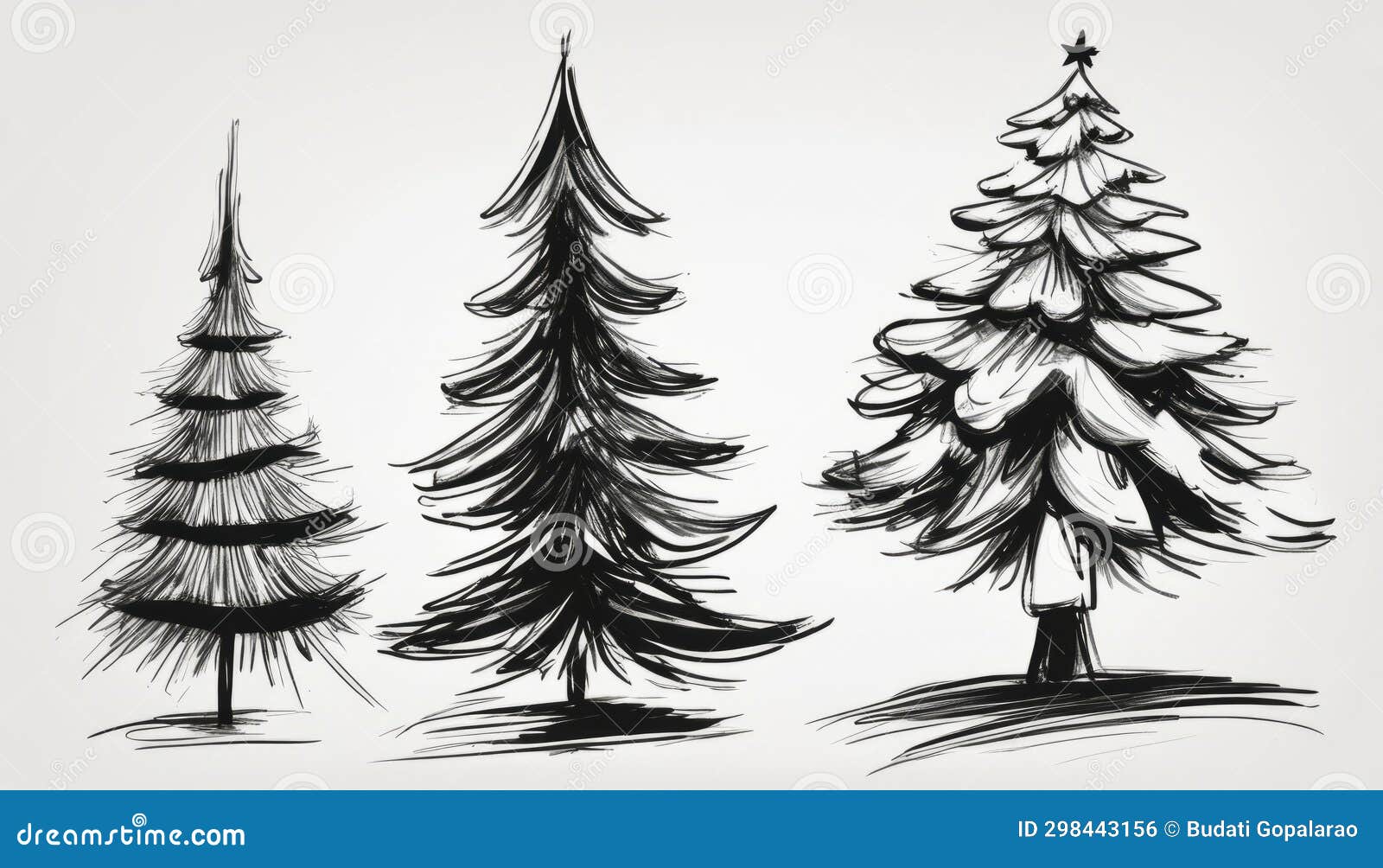 Three Trees in a Row, One with a Star on Top Stock Photo - Image of ...