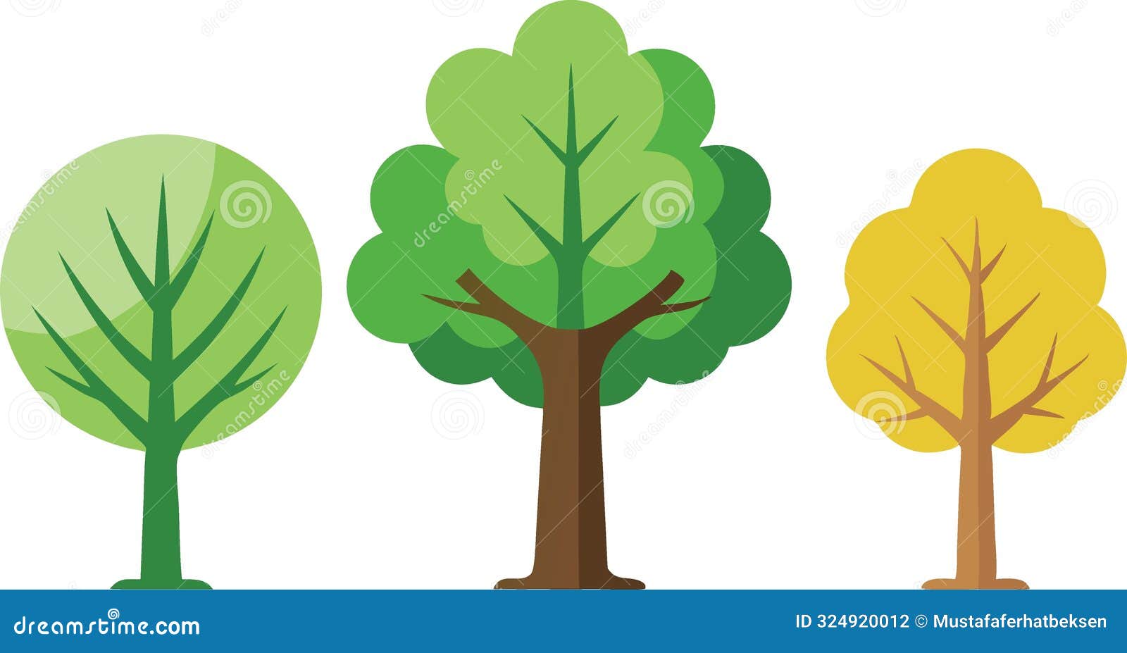 Three Trees are Shown in a Row, with the Middle One Being the Tallest ...