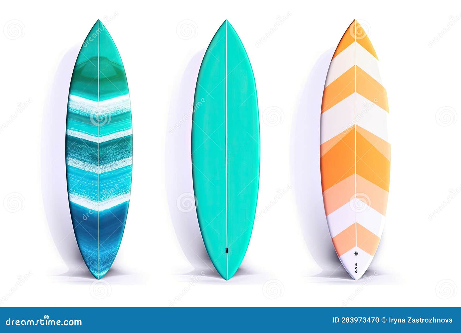 Three Trendy Surfboards on a White Background. Generative Ai Stock ...