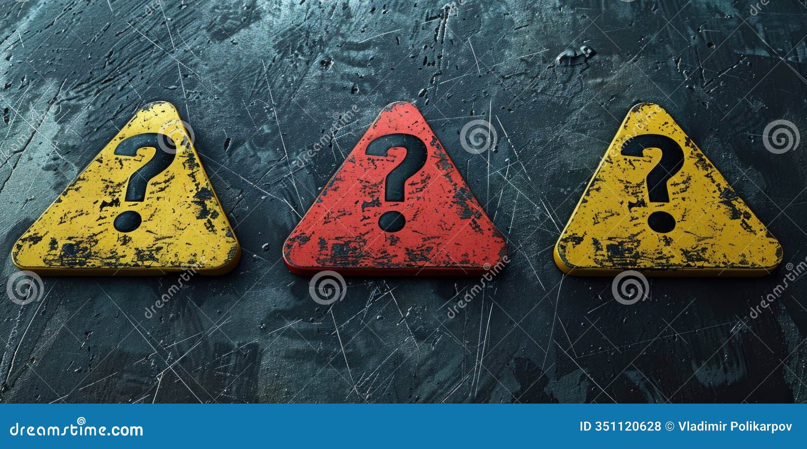 Three Triangular Signs with Question Marks. Suitable for Educational ...