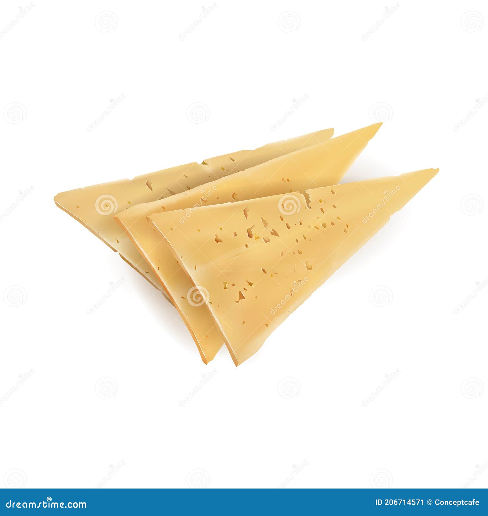 Three Triangular Yellow Slices of Appetizing Cheese. Stock Illustration ...