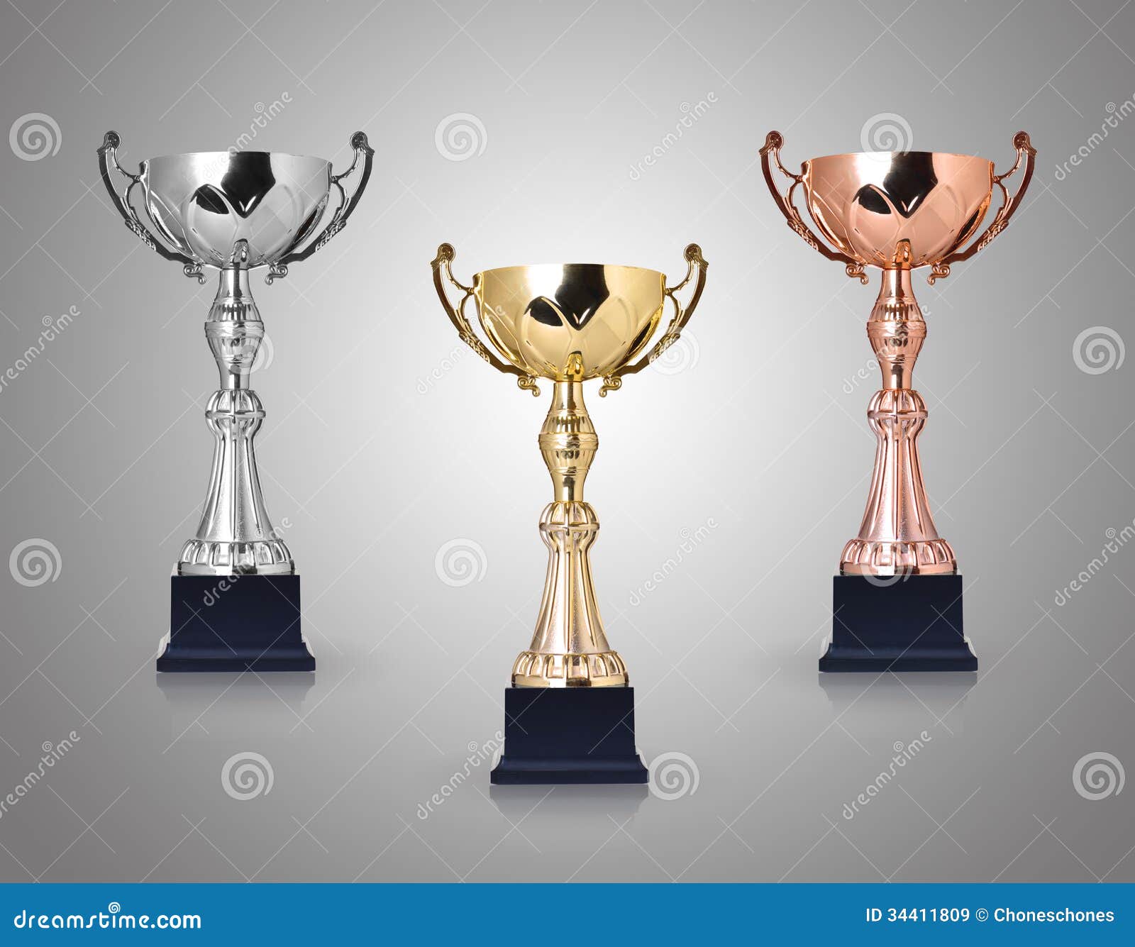 Three trophies stock illustration. Illustration of success - 34411809