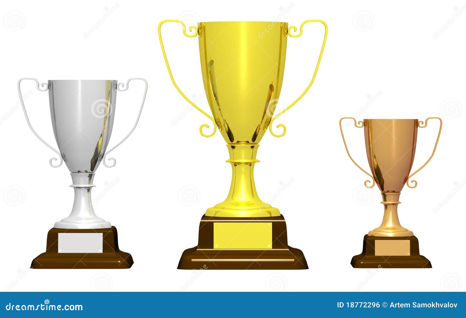 Three Trophies on White Background Stock Illustration - Illustration of ...