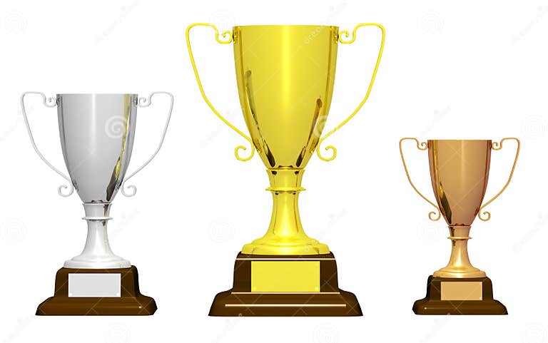 Three Trophies on White Background Stock Illustration - Illustration of ...