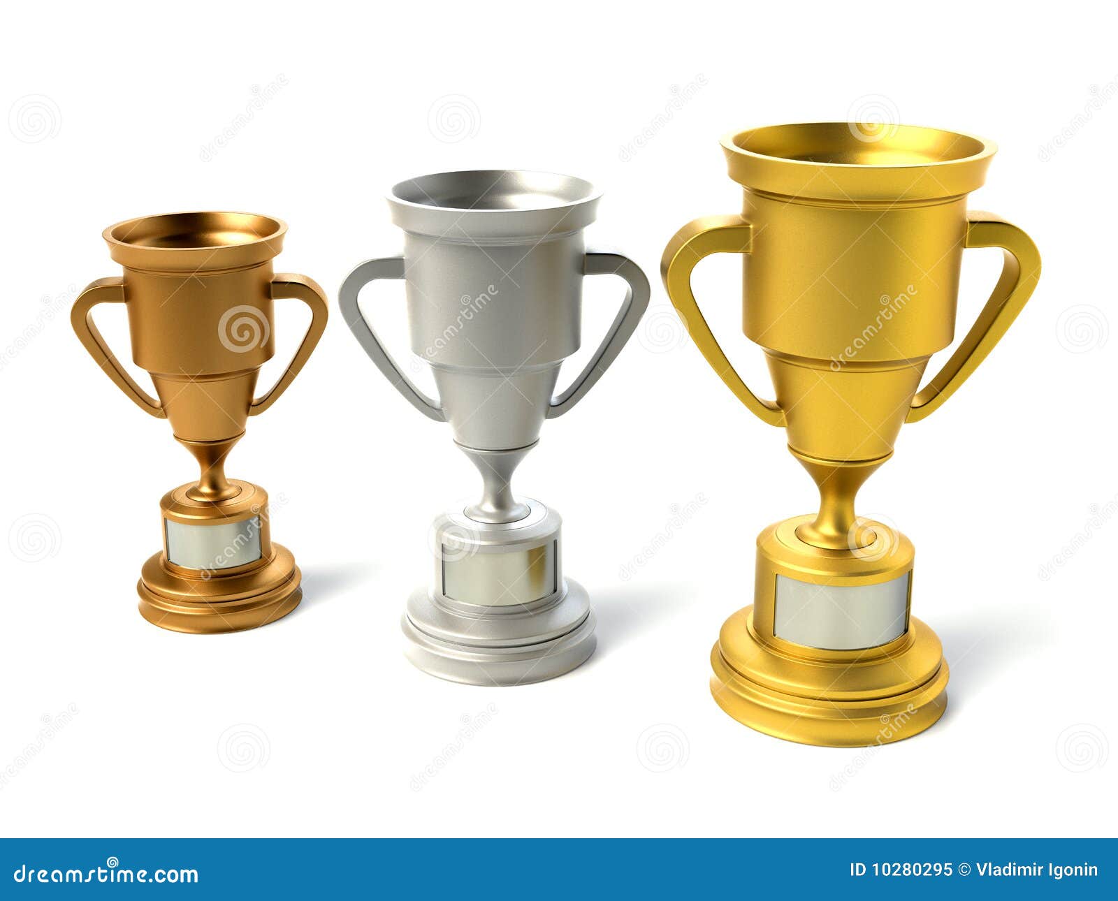 Three trophy cups stock illustration. Illustration of reflection - 10280295