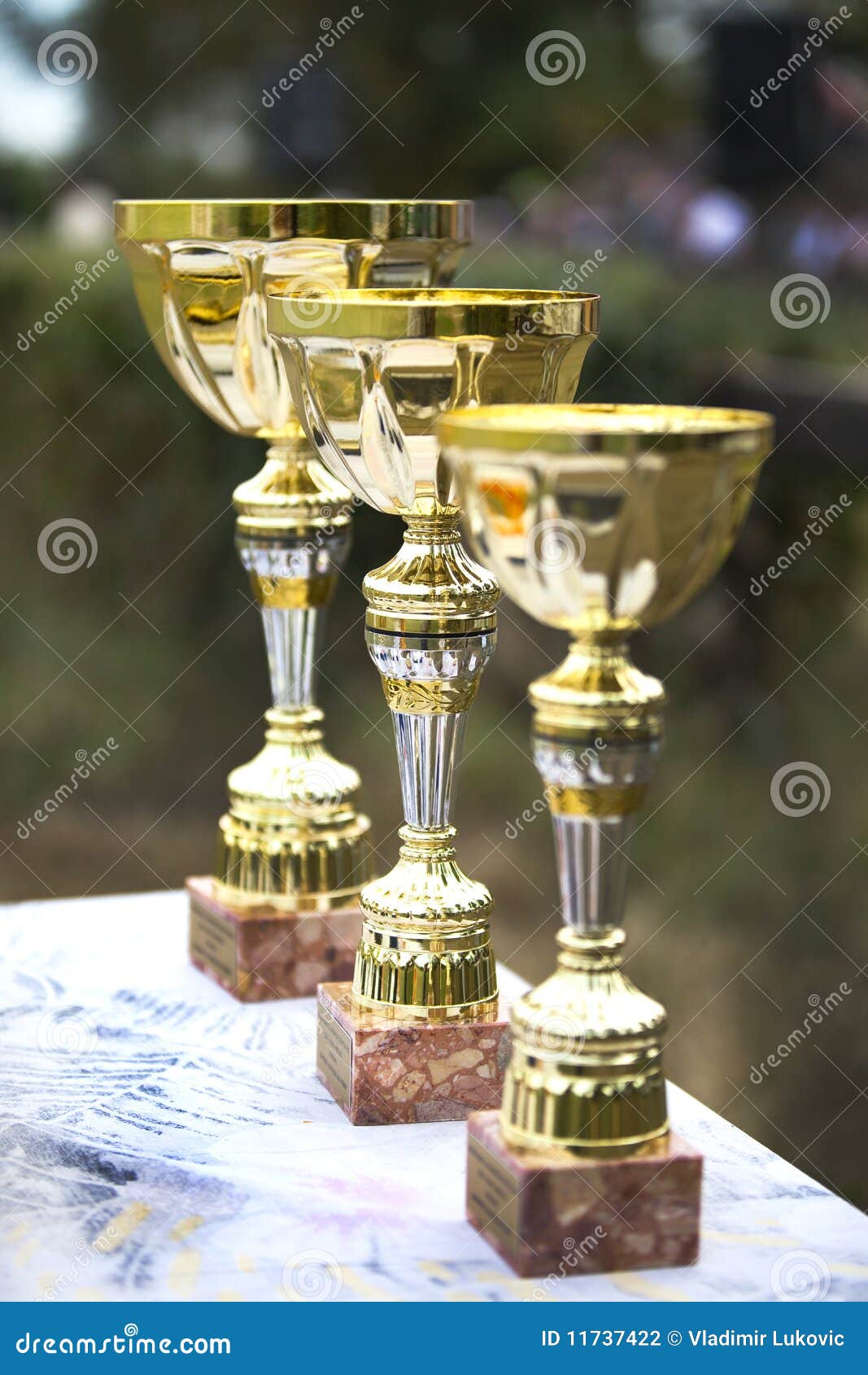 Three trophy,goblets stock photo. Image of trophy, metallic - 11737422