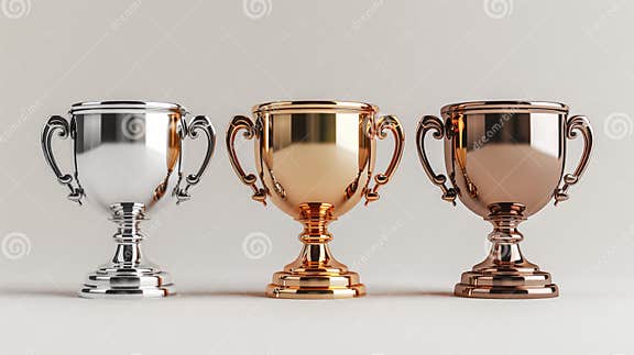 Three Trophy Design. Gold, Silver, and Bronze. First, Second, and Third ...