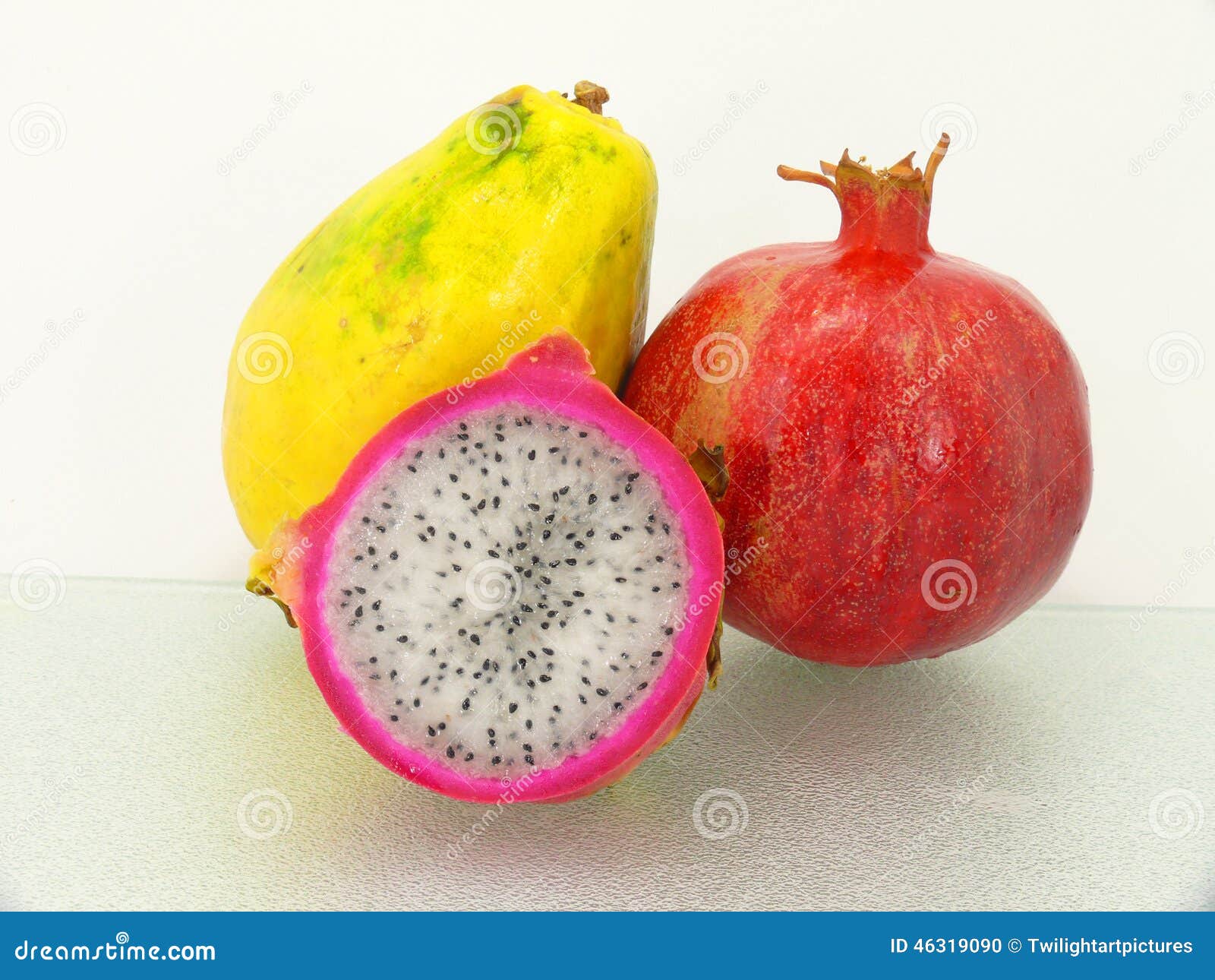 Three tropic fruits stock photo. Image of pomegranate - 46319090