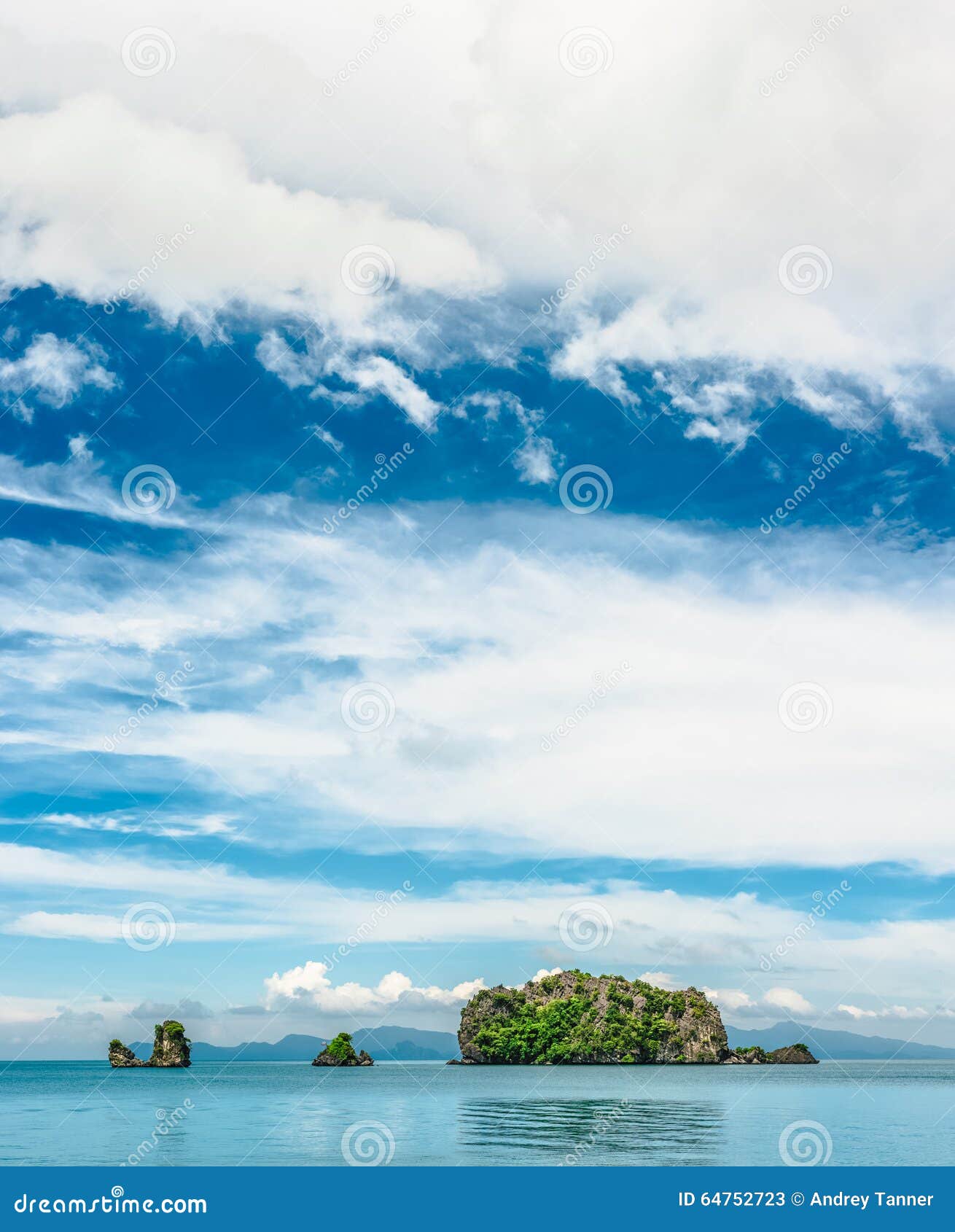 Three Tropical Islands in the Sea with Clouds Stock Image - Image of ...