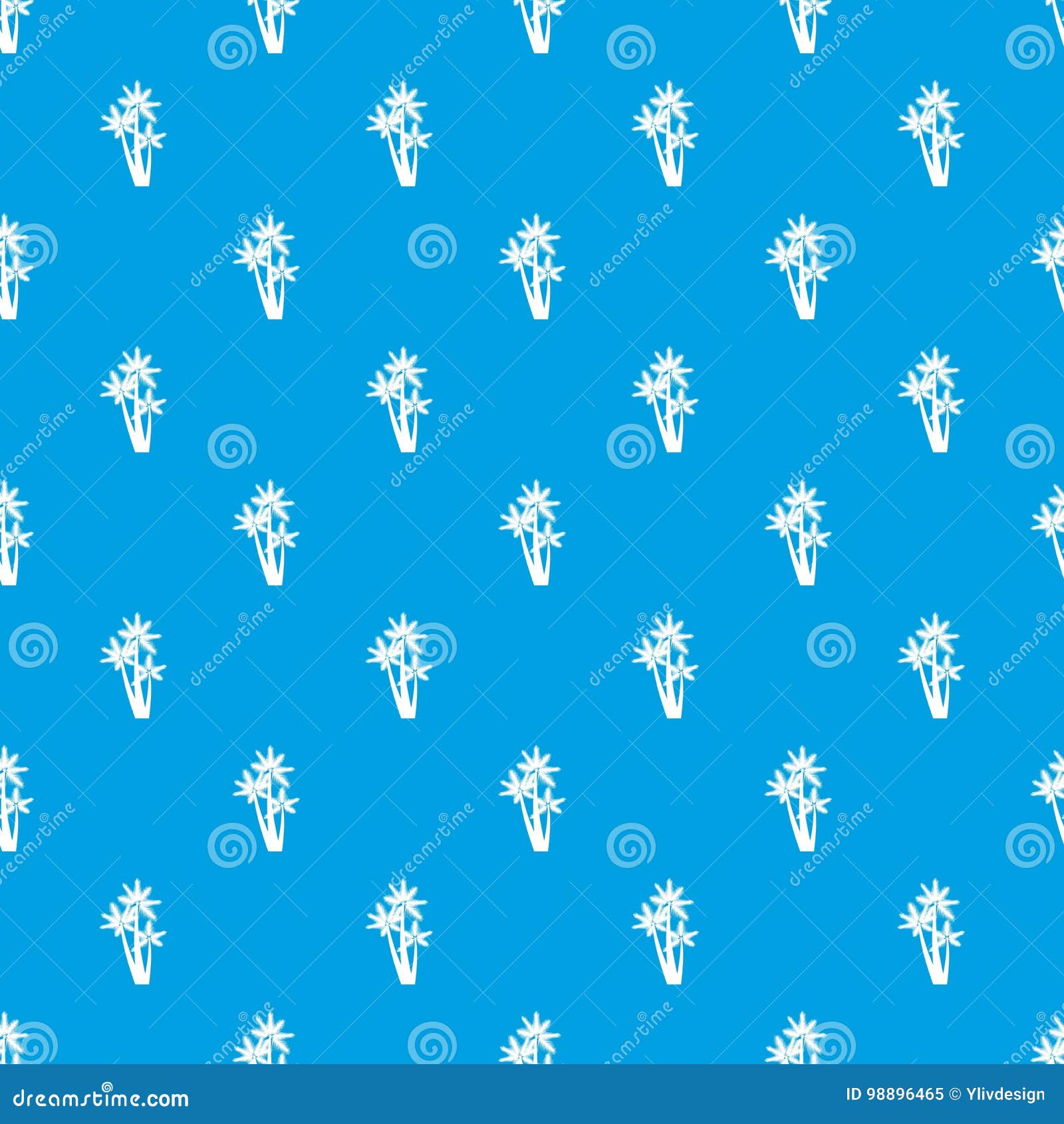 Three Tropical Palm Trees Pattern Seamless Blue Stock Vector ...