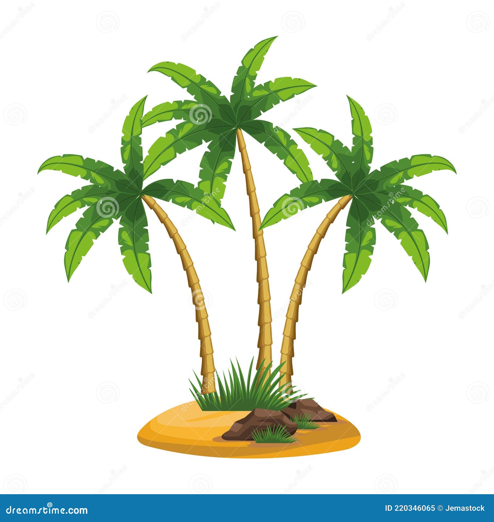 Three tropical trees palms stock vector. Illustration of trees - 220346065