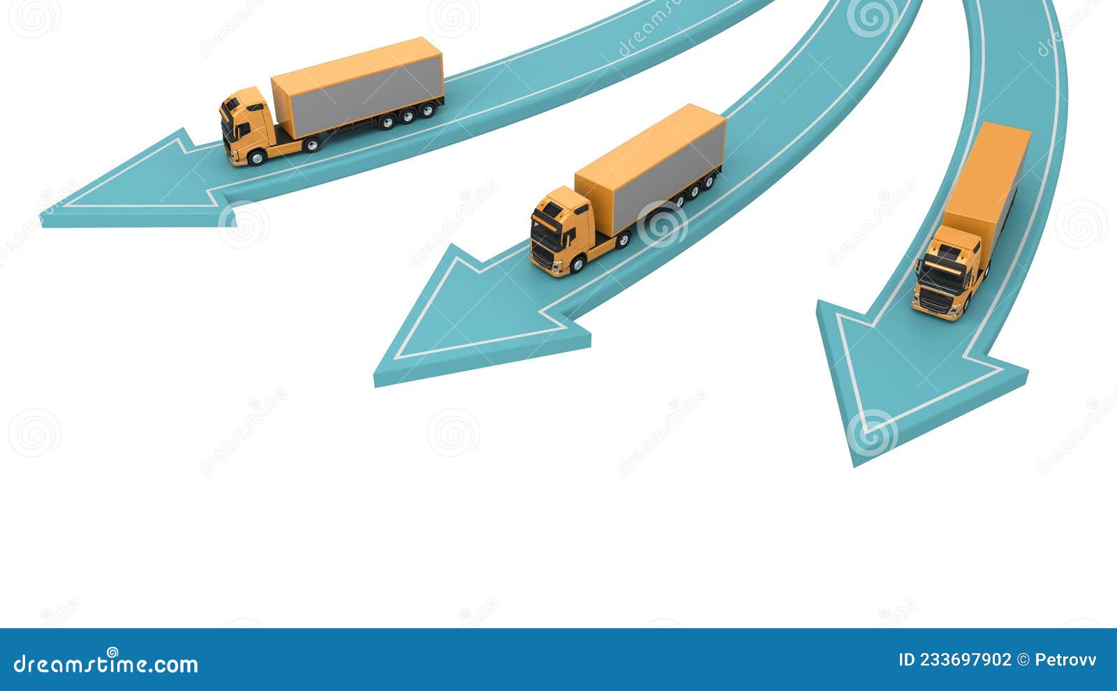 Three Trucks Go in Different Directions Stock Illustration ...