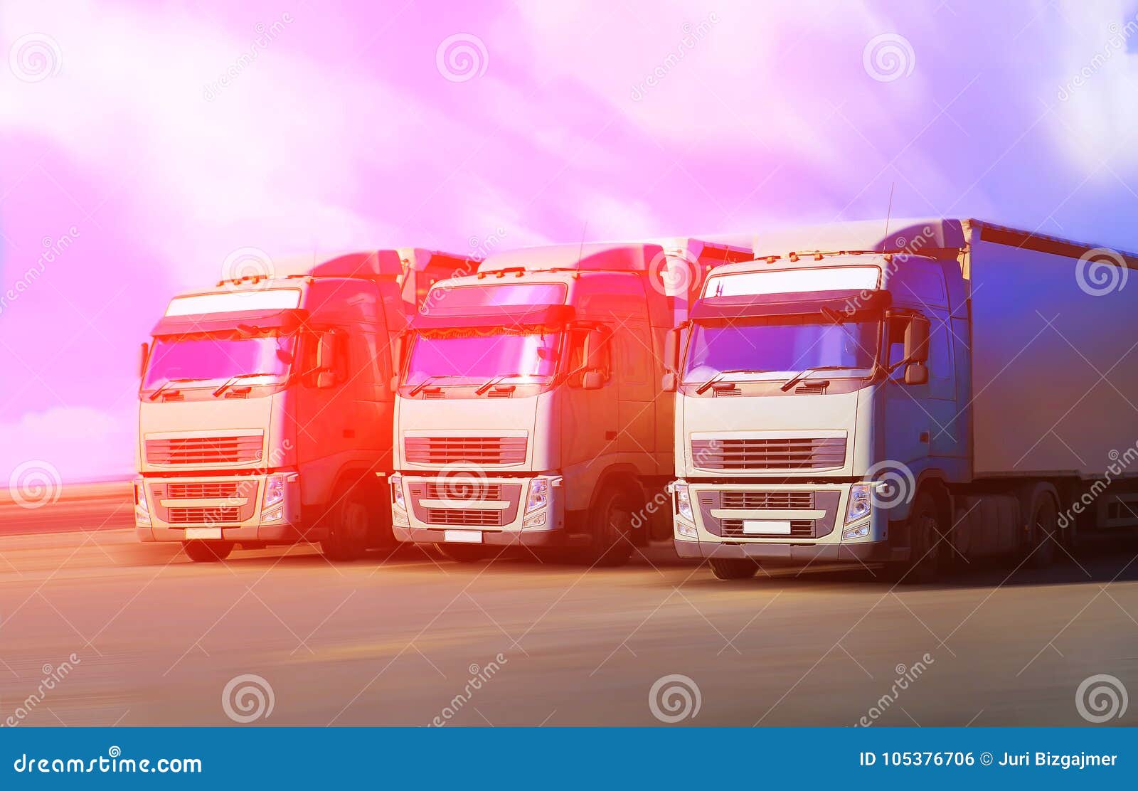 Three trucks go on highway stock photo. Image of large - 105376706