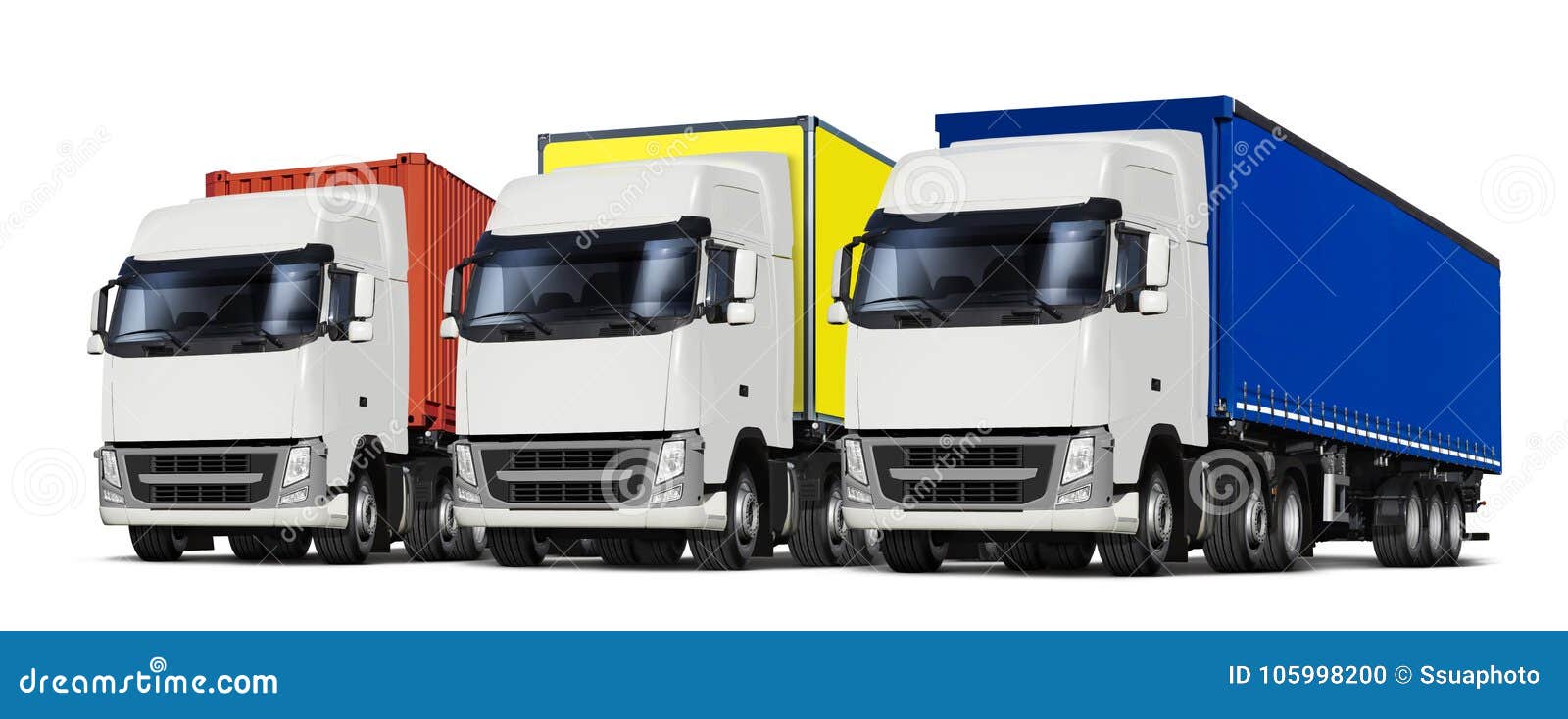 Three Trucks with Various Trailers Stock Illustration - Illustration of ...