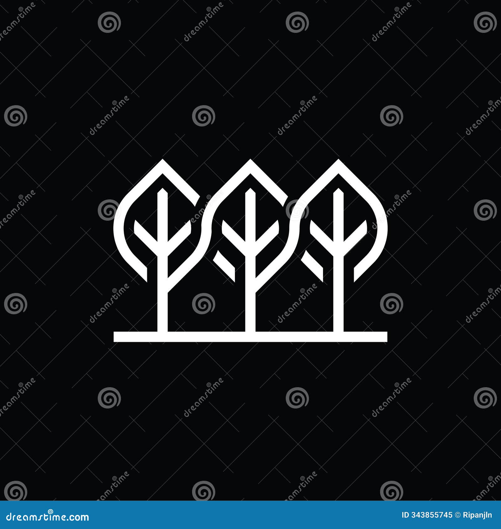 Three Trunk Tree Branches Leaf Simple Design Logo Stock Illustration ...