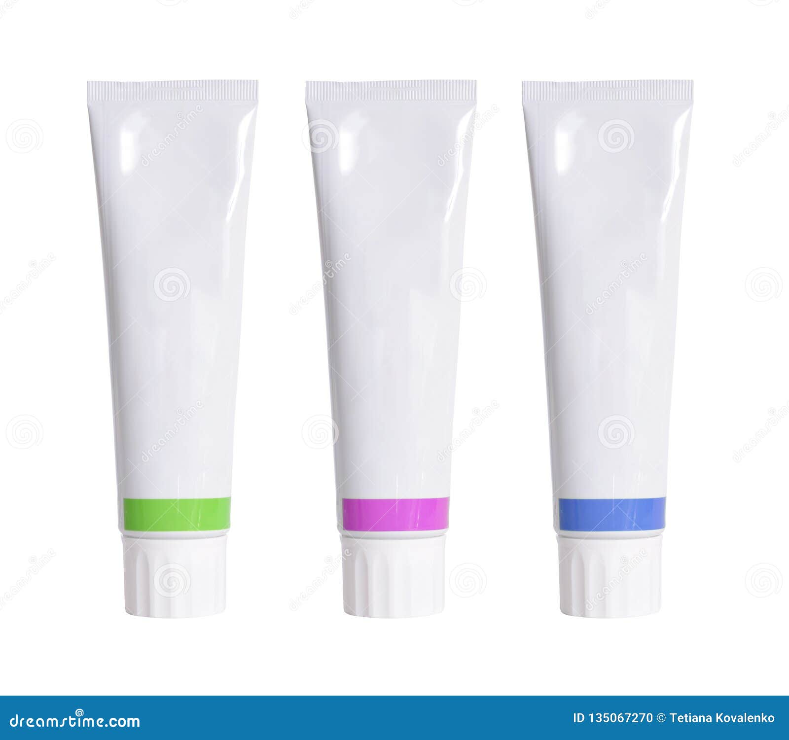 Three Tubes with Toothpaste or Cosmetic. Isolated on White Background ...