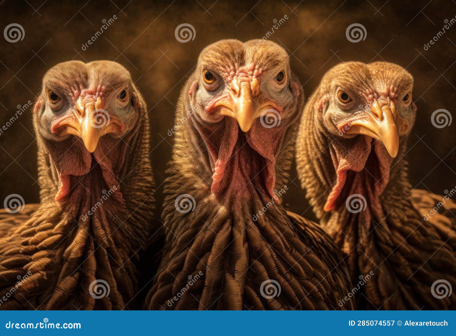 Three Turkeys are Walking in the Yard at the Poultry Farm Stock Image ...