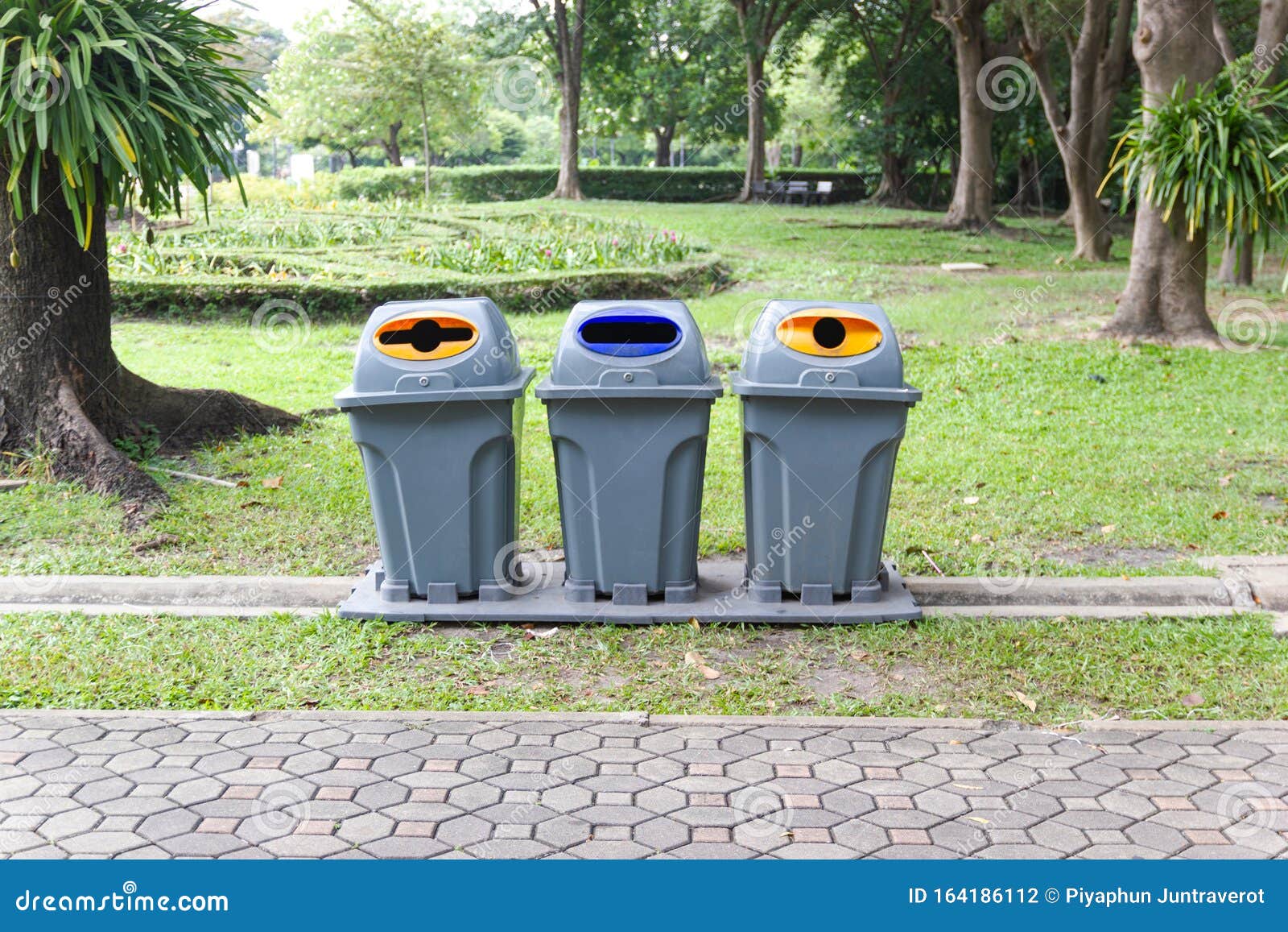 Three Type Recycling Bin for Each Type of Waste Stock Photo - Image of ...