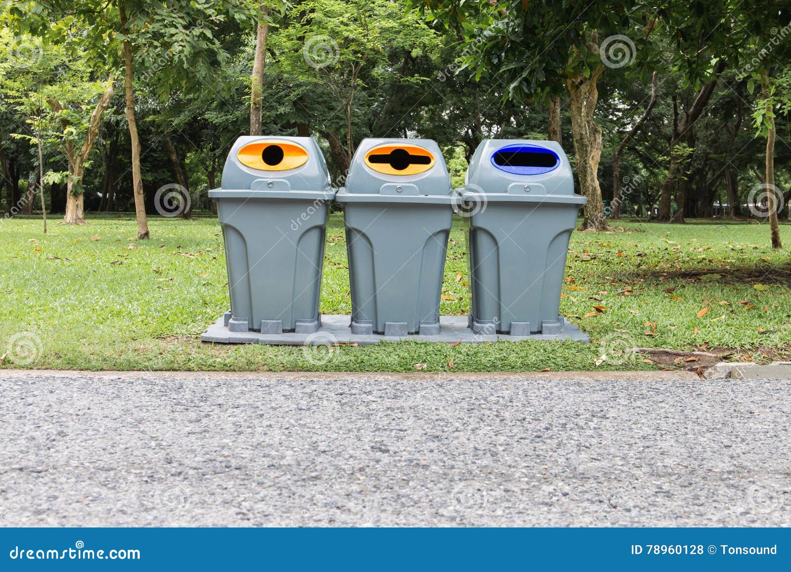 Three Type of Trash Bin,Recycle in the Park Stock Photo - Image of ...
