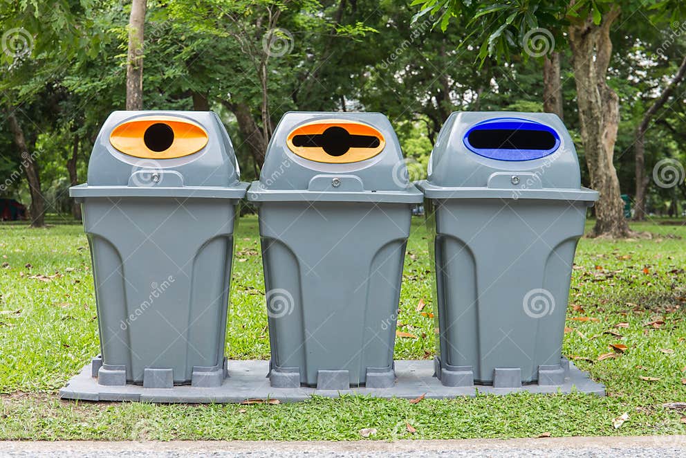 Three Type of Trash Bin,Recycle in the Park Stock Image - Image of ...