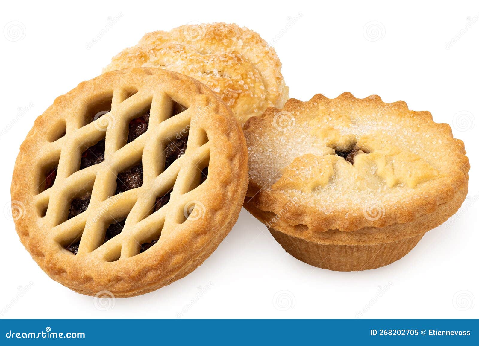 Three Types of All Butter Mince Pies Isolated on White Stock Image ...