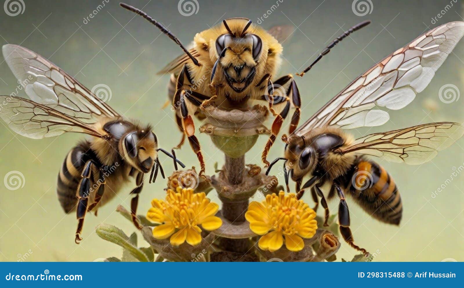 Three Types of Bees in a Cell Stock Photo - Image of apiary, arthropod ...